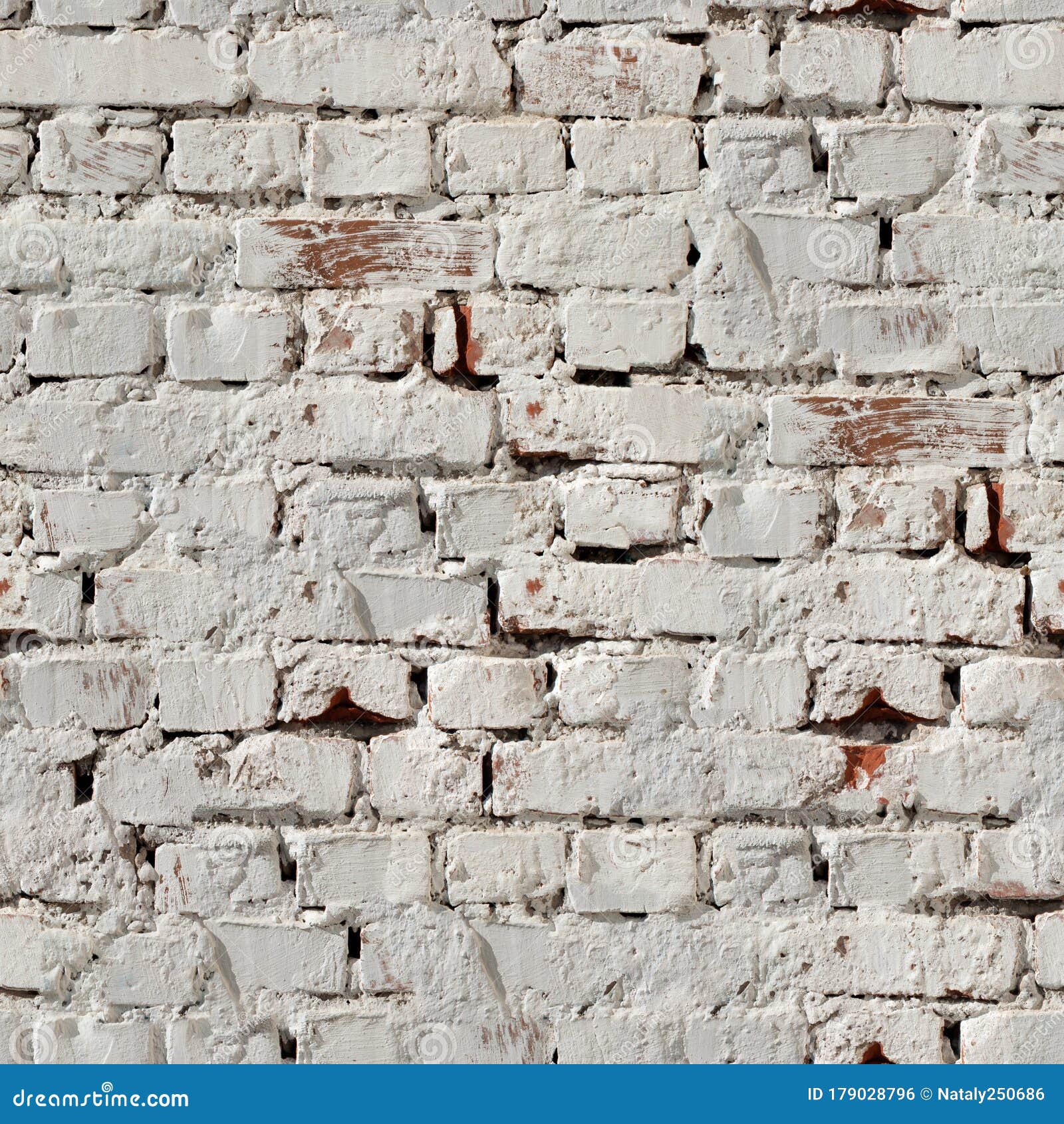 Painted White Bricks Wall Seamless Square Texture Stock Photo - Image ...