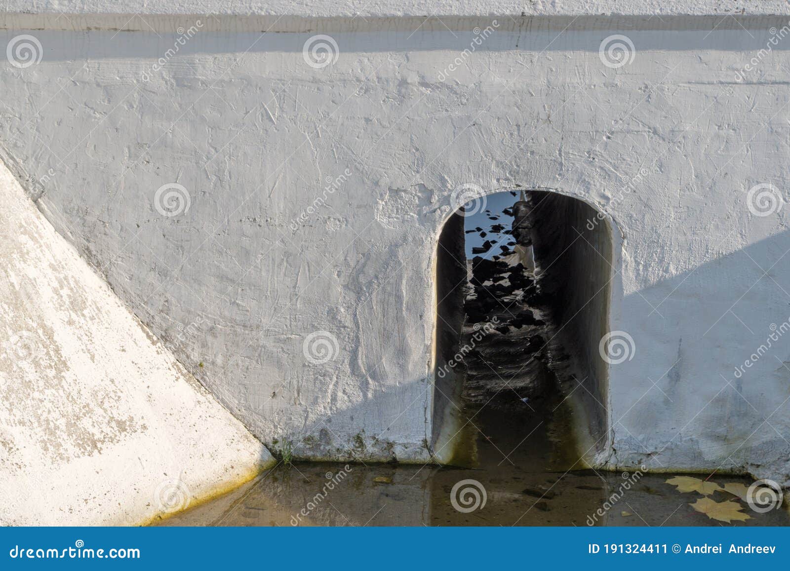 Painted White Concrete Drainage Structure with Hole in the Form of Arch ...
