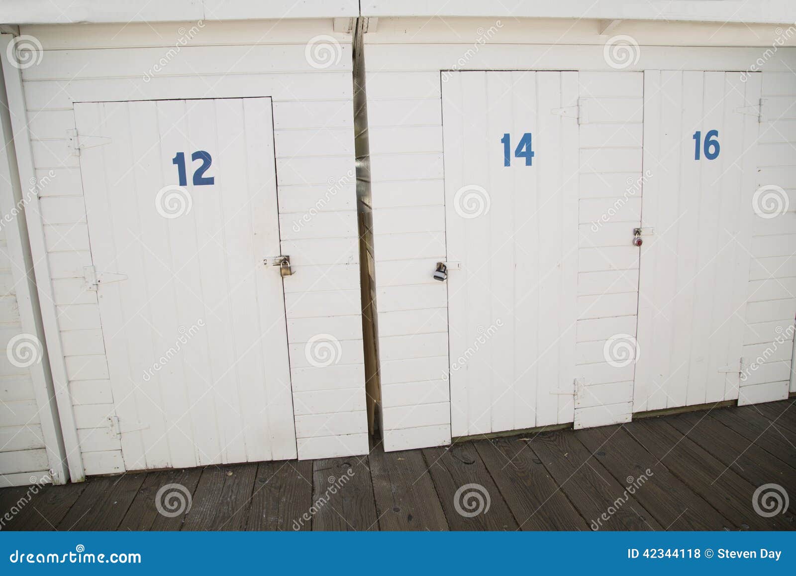 Painted White Wood Storage Doors at Boat Dock Stock Photo - Image of ...