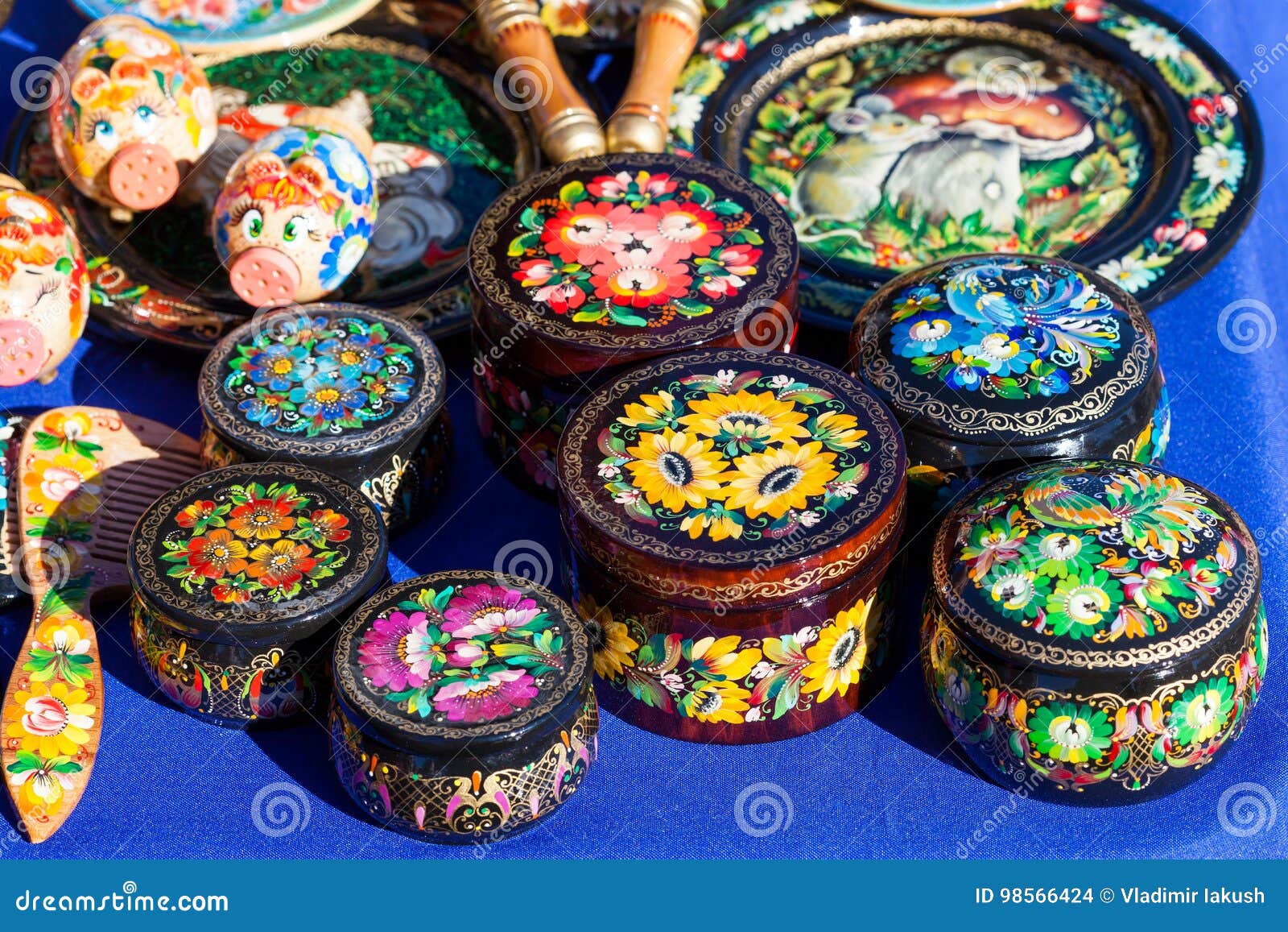 Painted wooden boxes stock photo. Image of varnished - 98566424