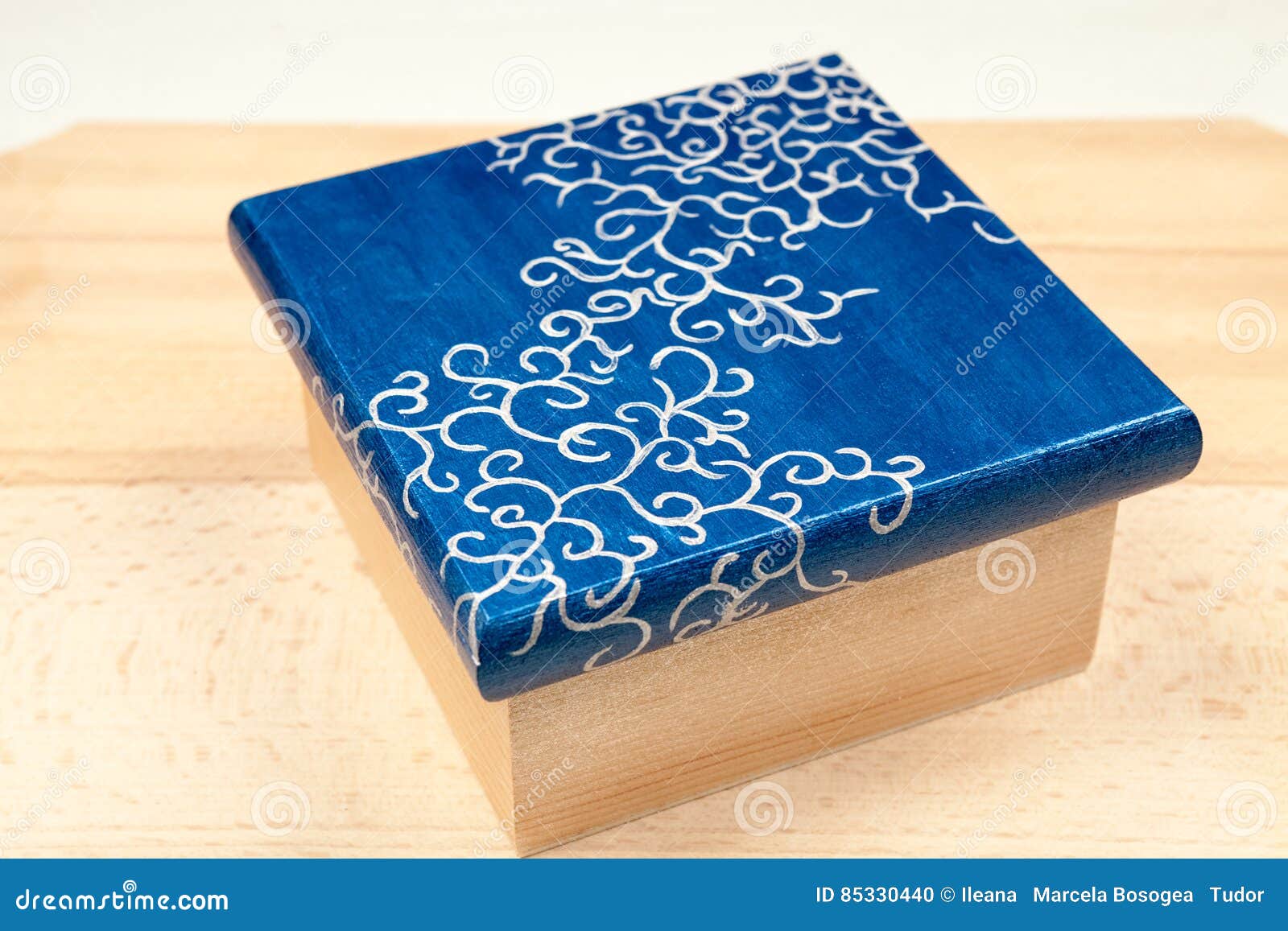 Painted, wooden small box stock photo. Image of close - 85330440