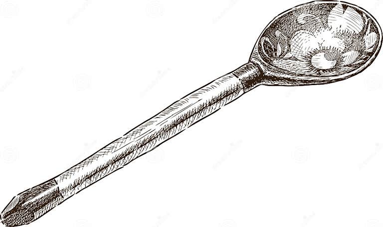 Painted wooden spoon stock vector. Illustration of rural - 48030940