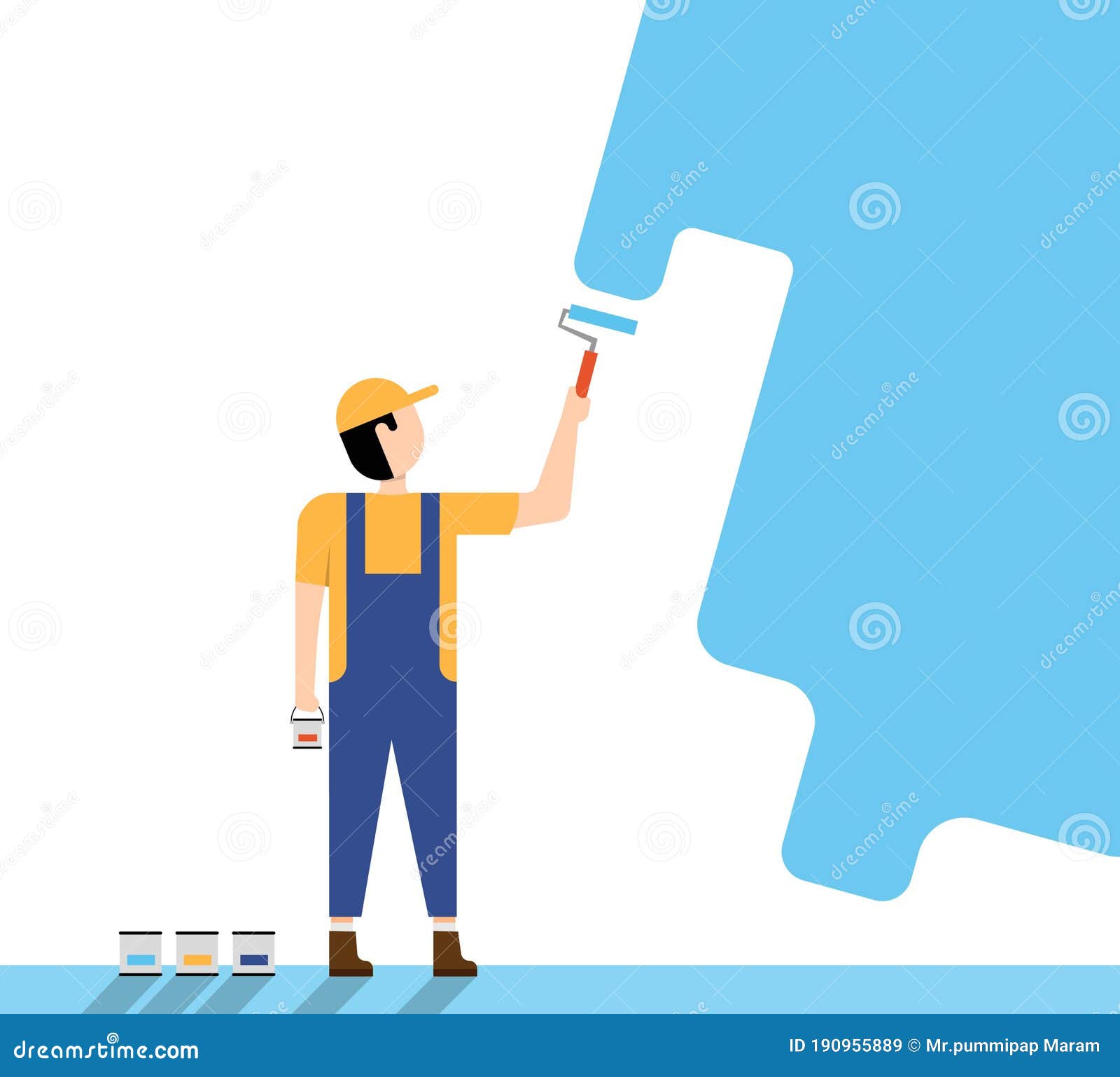 Painter.Blue Painter Created by Vector. Stock Vector - Illustration of ...
