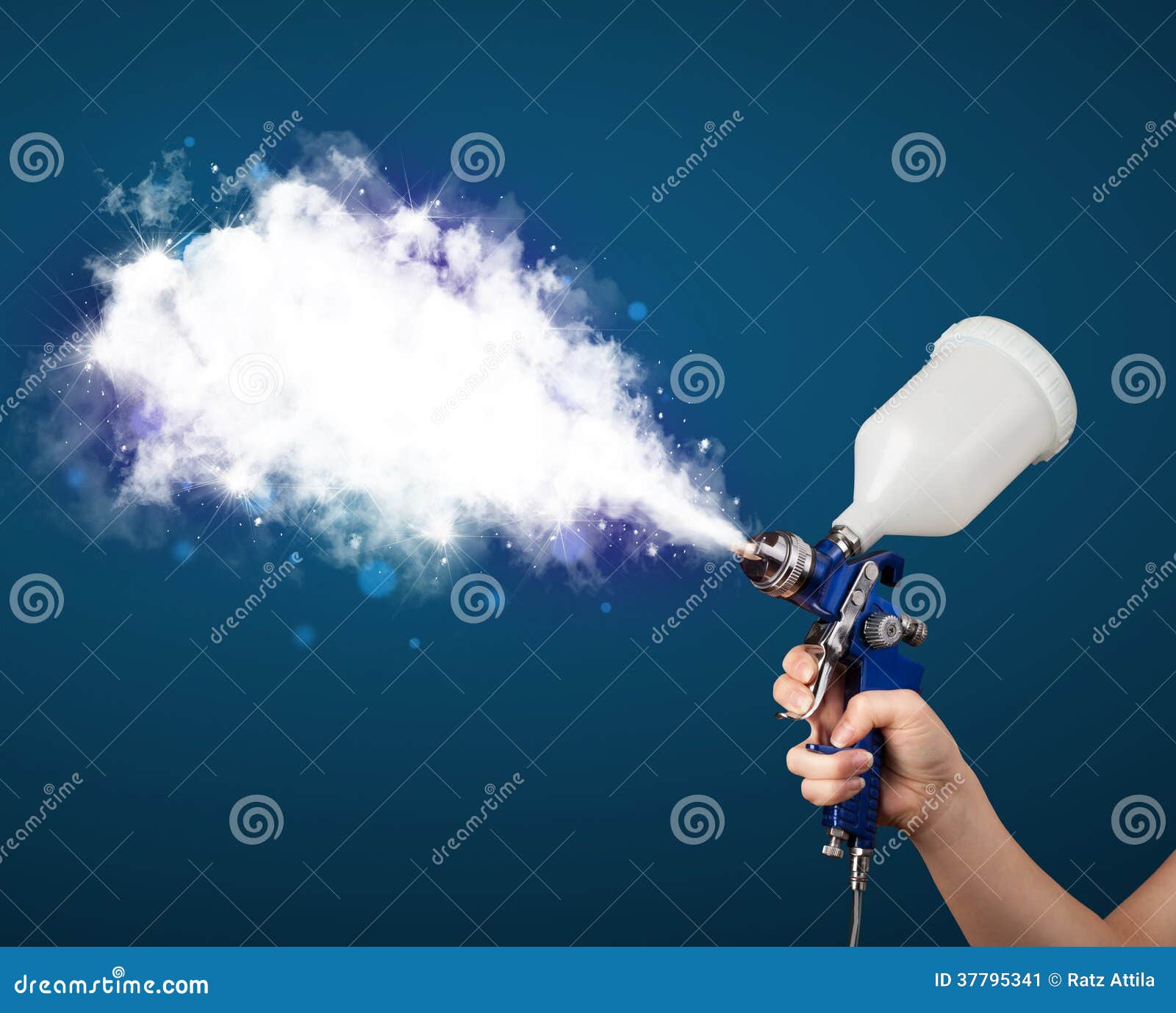 Painter with Airbrush Gun and White Magical Smoke Stock Image - Image ...