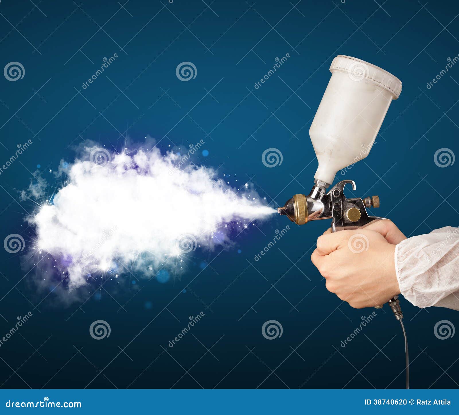 Painter with Airbrush Gun and White Magical Smoke Stock Photo - Image ...