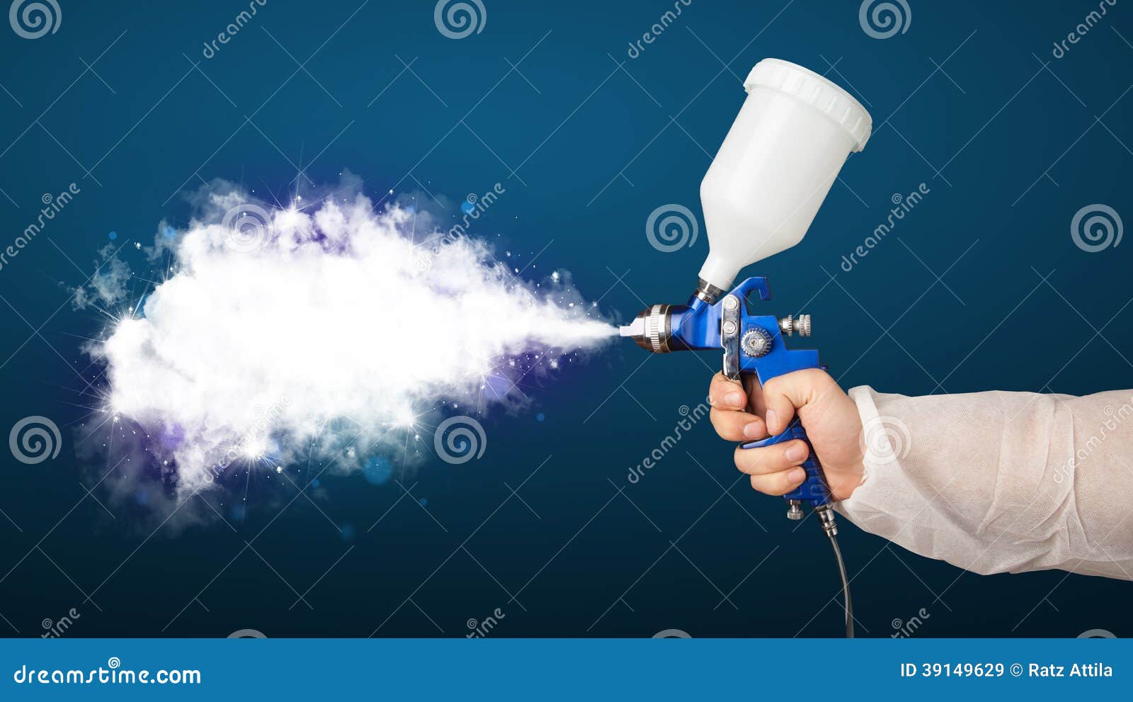 Painter with Airbrush Gun and White Magical Smoke Stock Image - Image ...