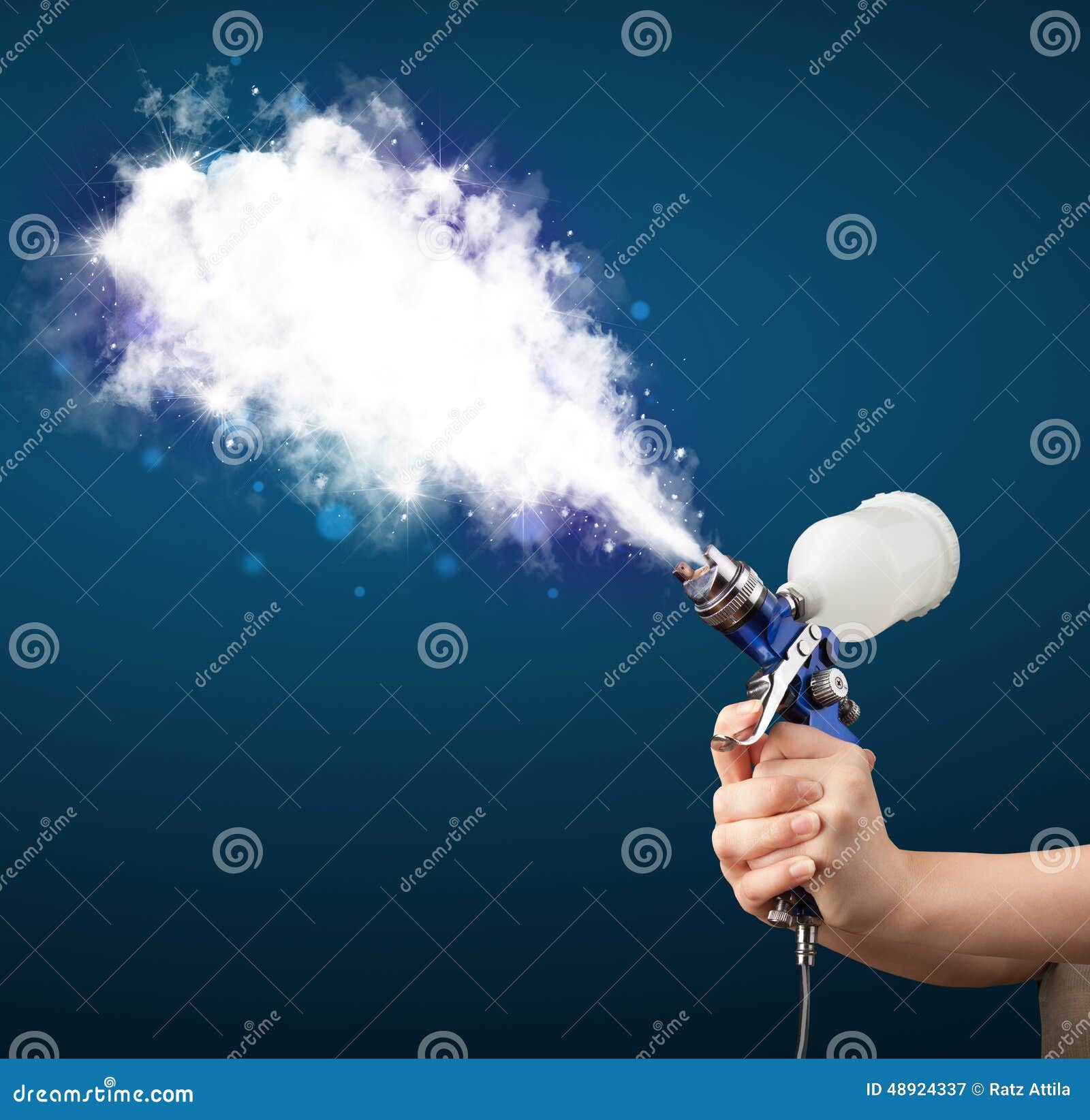 Painter with Airbrush Gun and White Magical Smoke Stock Image - Image ...