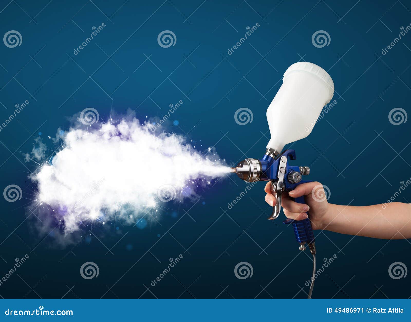 Painter with Airbrush Gun and White Magical Smoke Stock Image - Image ...
