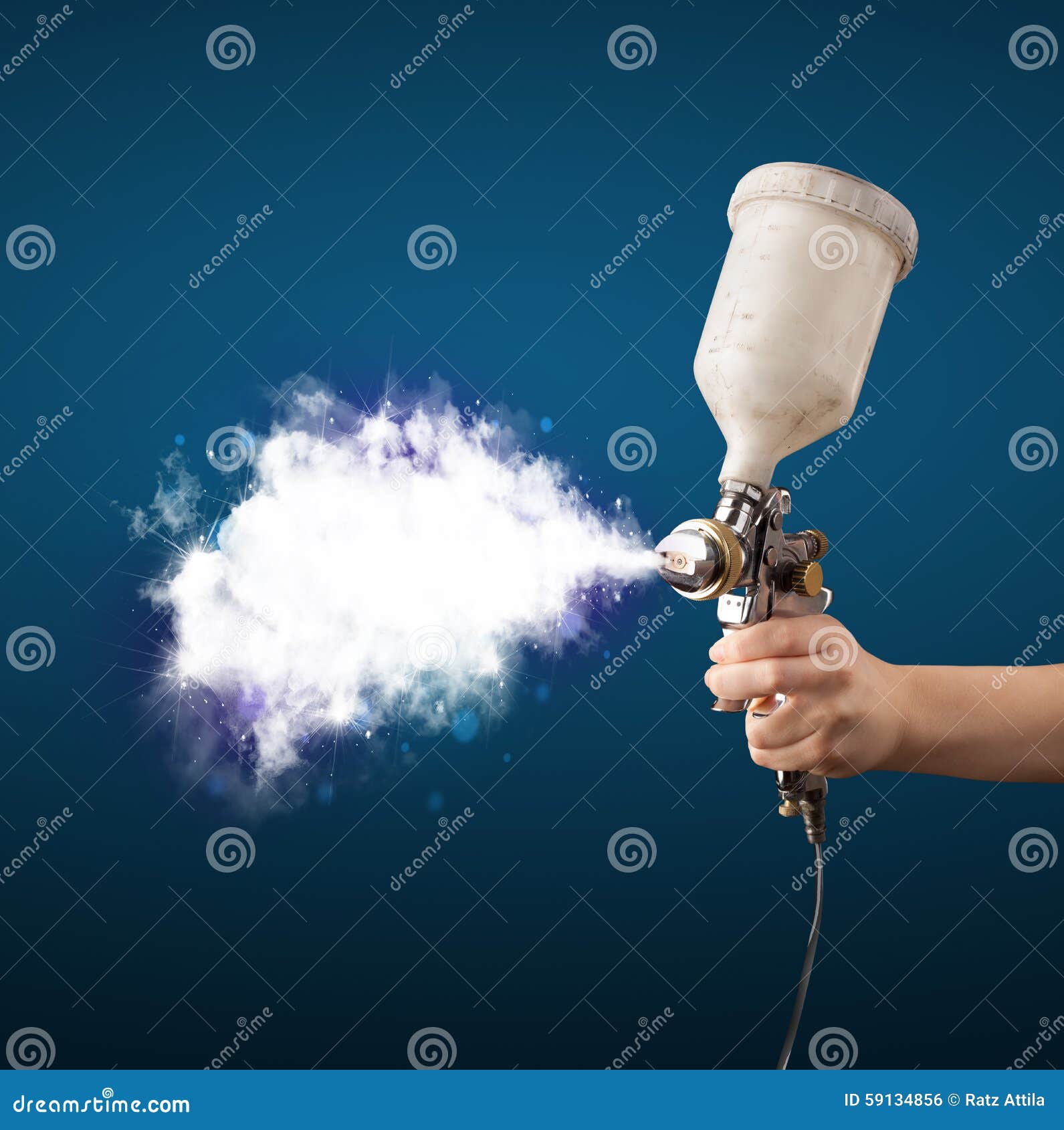 Painter with Airbrush Gun and White Magical Smoke Stock Photo - Image ...