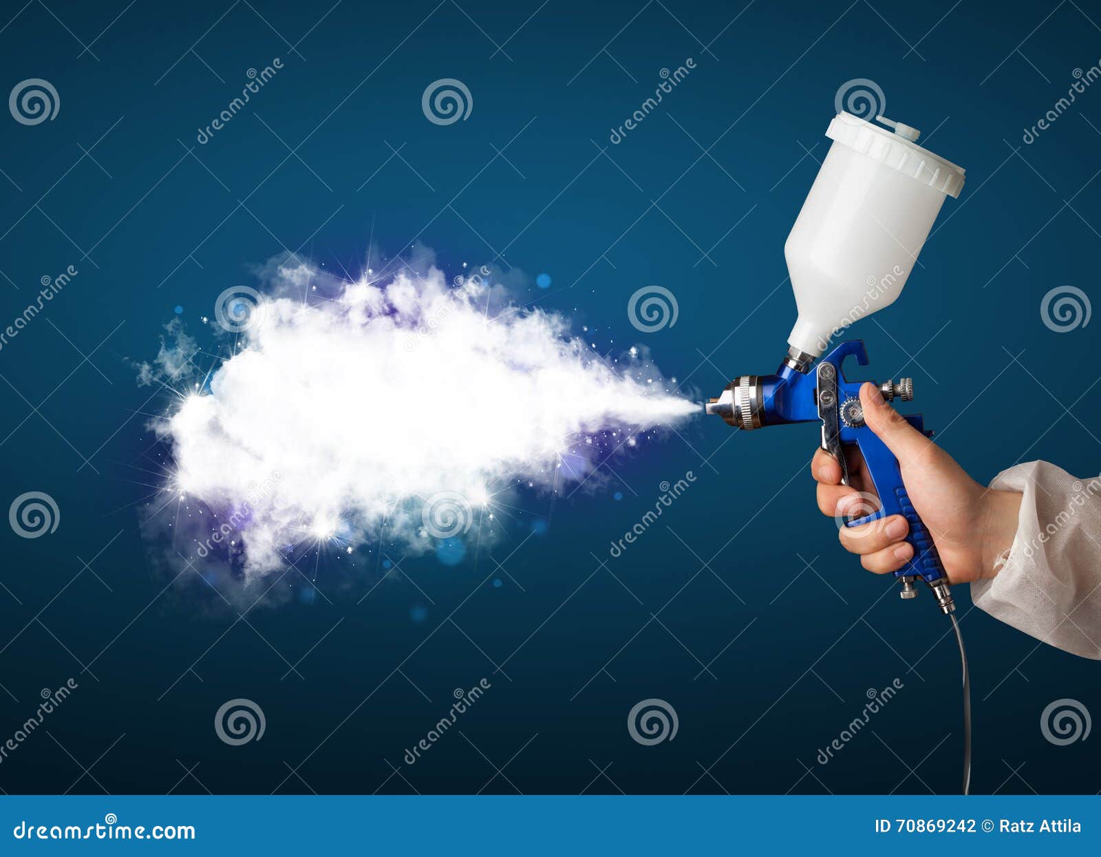 Painter with Airbrush Gun and White Magical Smoke Stock Photo - Image ...