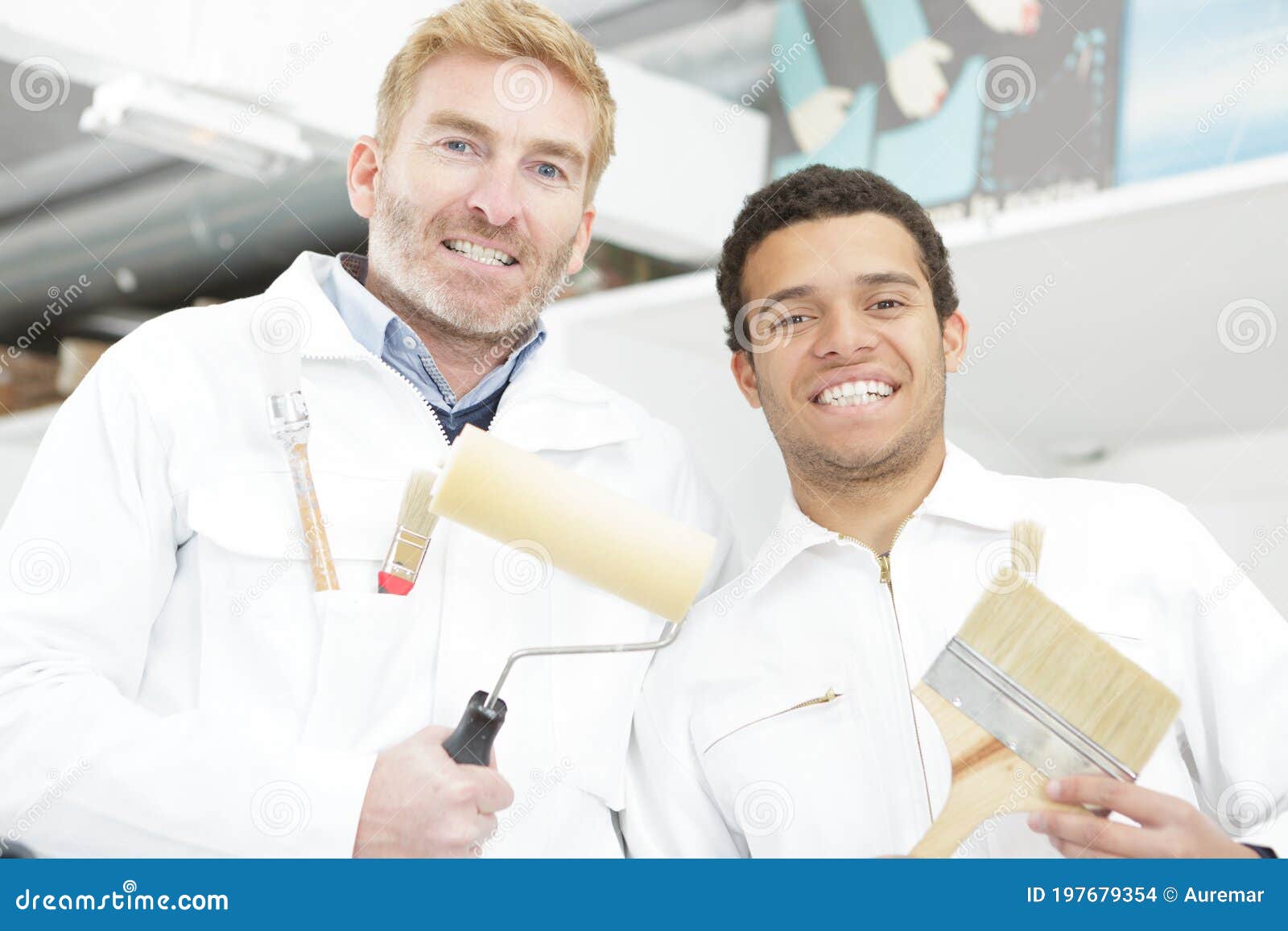 Painter Apprentice with Mentor Stock Photo - Image of occupation, male ...