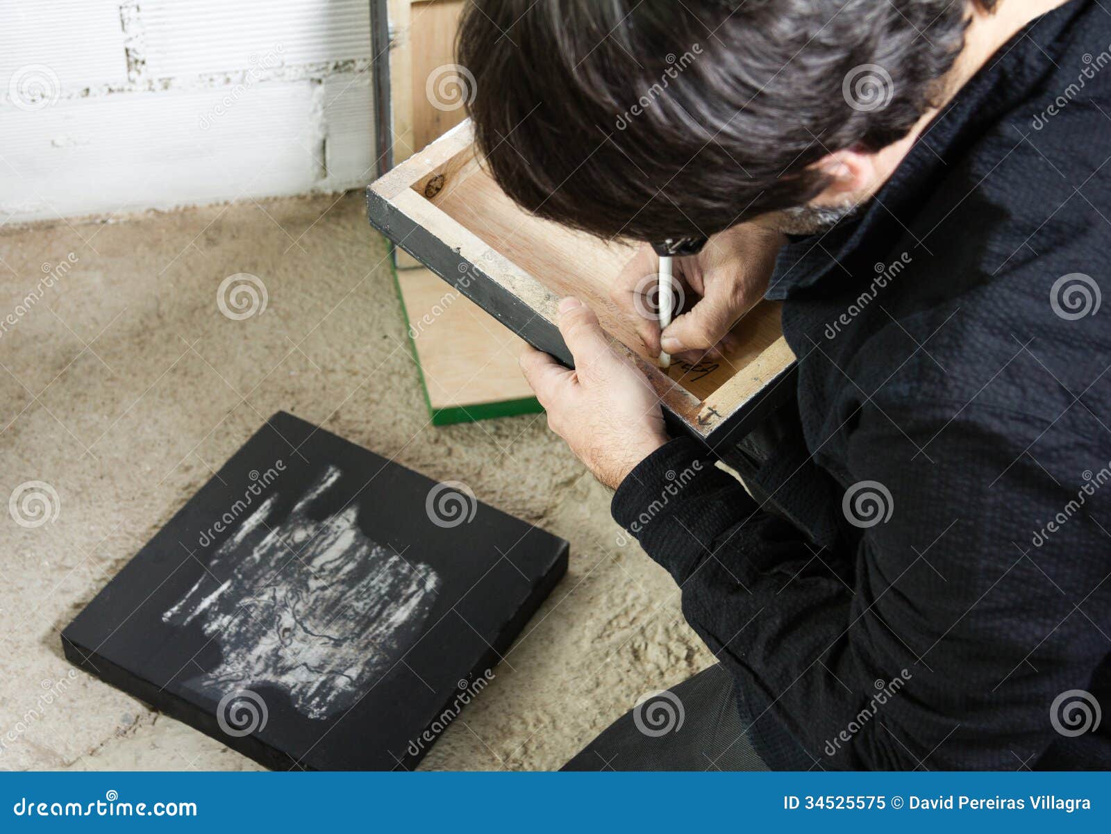 Painter Artist Signing Oil Canvas Stock Image - Image of work, male ...