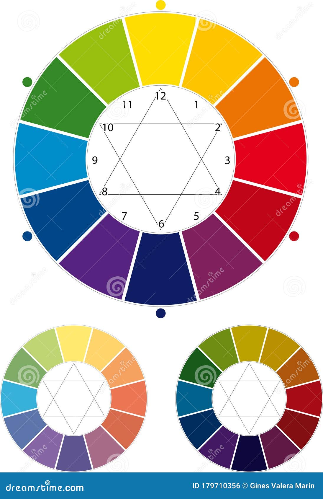 Painter Color Wheel. Bright, Light and Shaded Stock Illustration ...