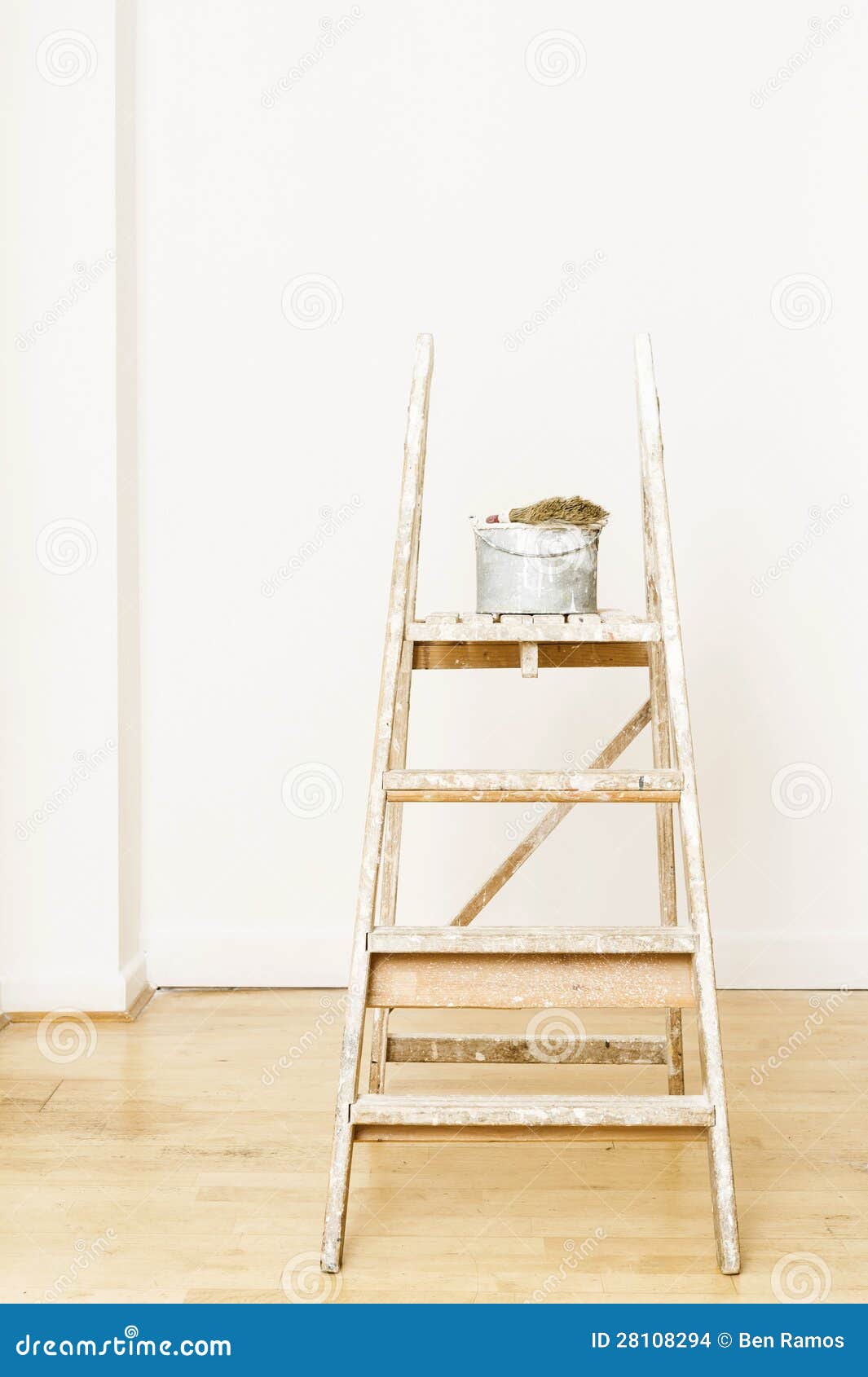 Painter and Decorators Wooden Ladder Stock Photo - Image of home, room ...