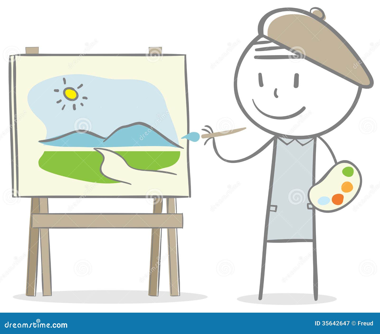 Painter stock vector. Illustration of doodle, palette - 35642647