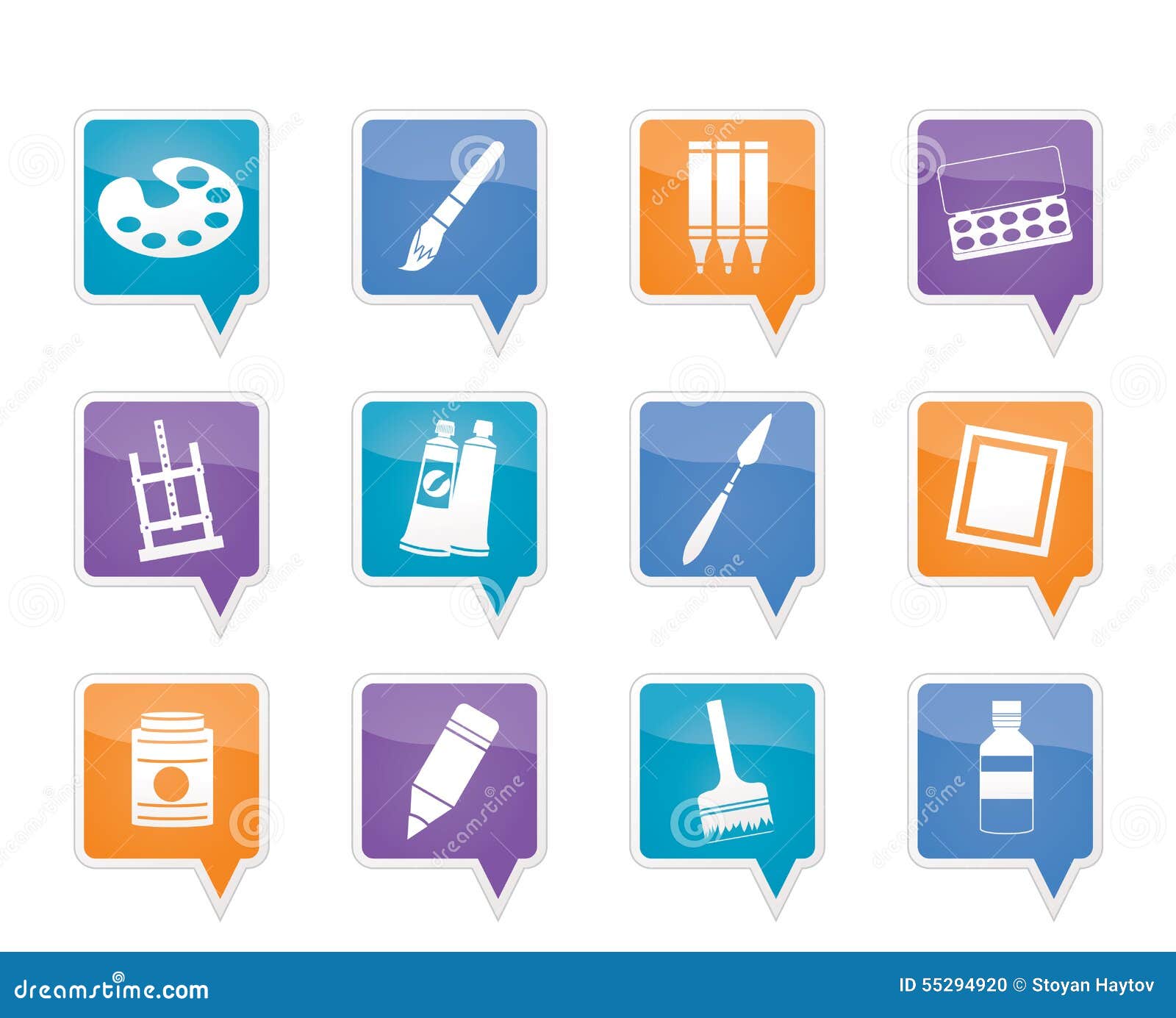 Painter, Drawing and Painting Icons Stock Vector - Illustration of ...