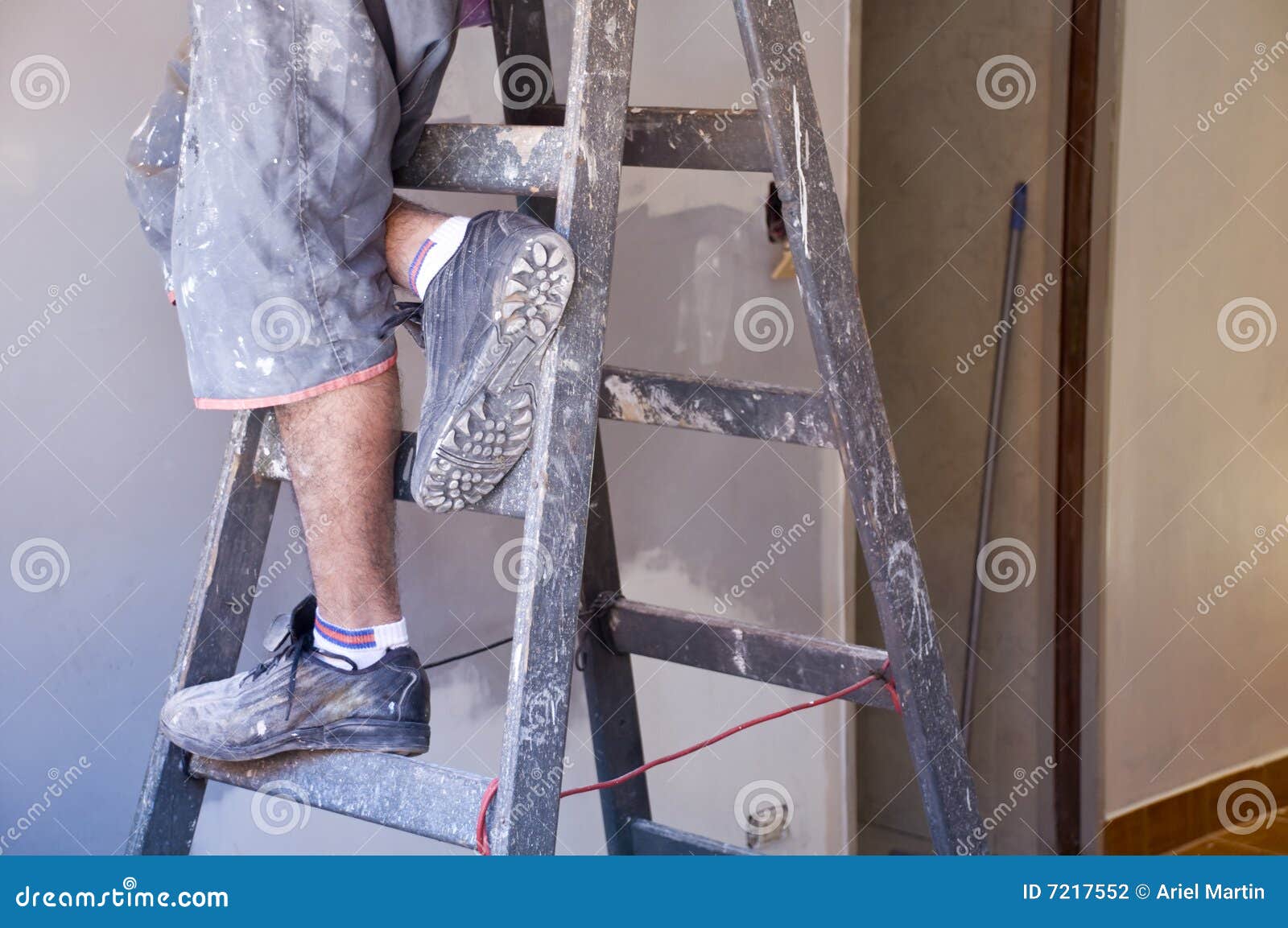 Painter feet on ladder stock photo. Image of shoes, working - 7217552
