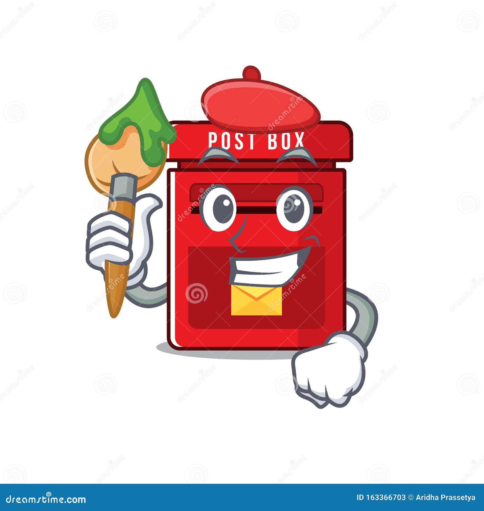 Painter Happy Mailbox in with Cartoon Cute Stock Vector - Illustration ...