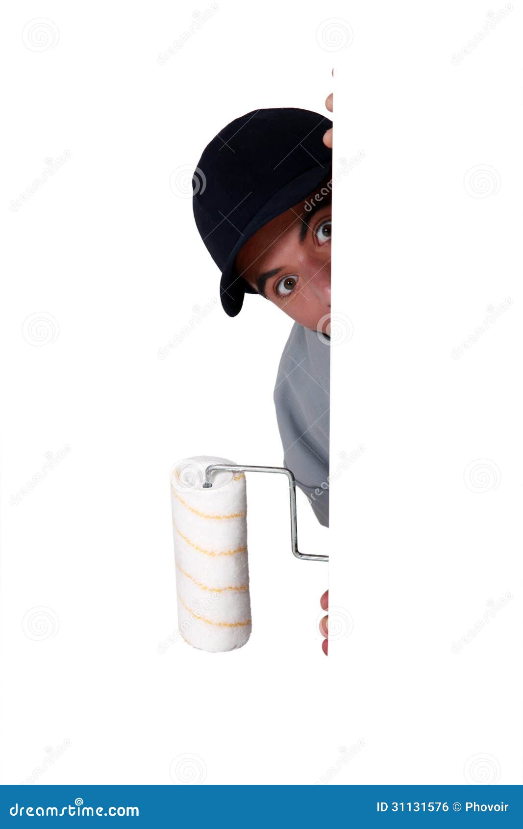 Man Hiding Behind Wall