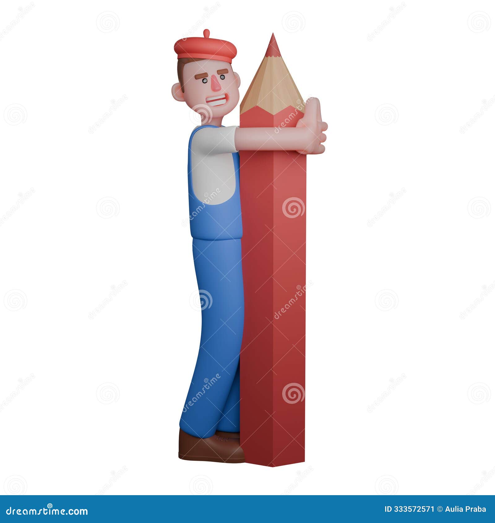 A Painter Hugging A Giant Red Pencil Tightly Royalty-Free Stock Photo ...