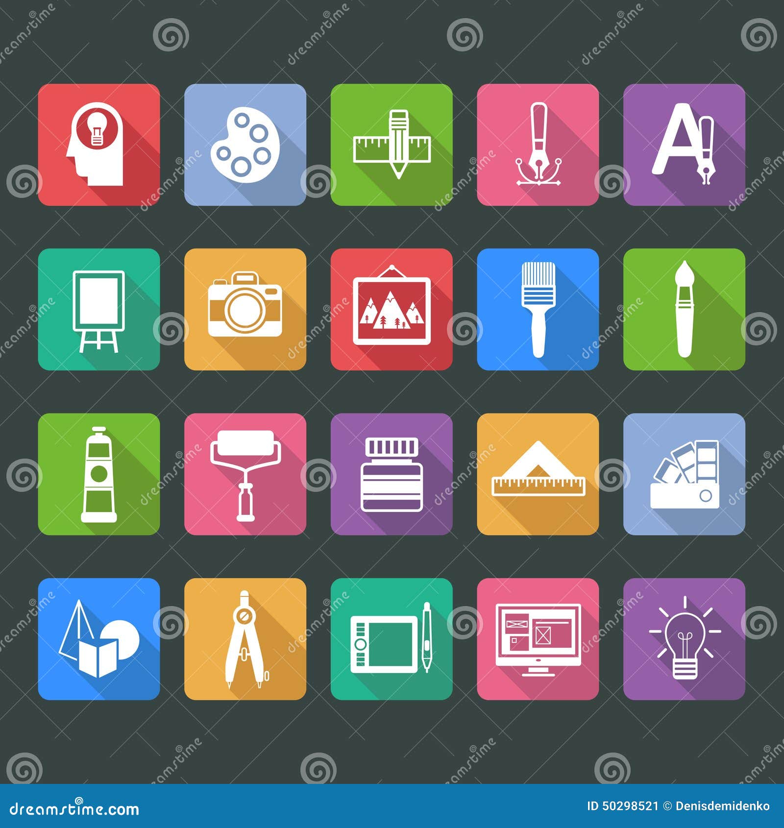 Painter icon set stock vector. Illustration of idea, roller - 50298521
