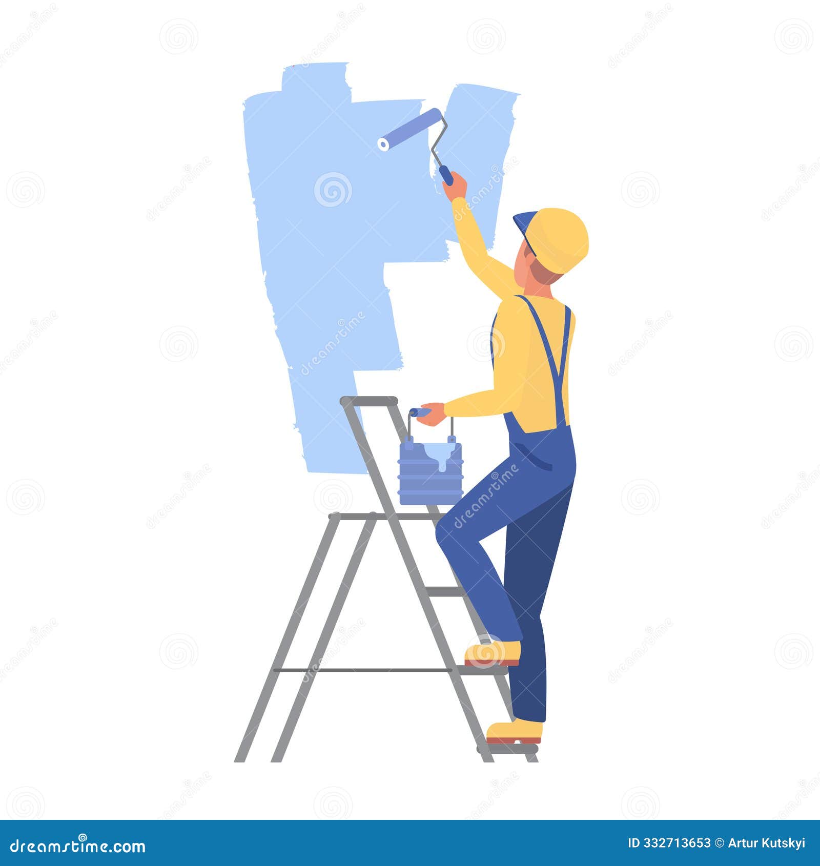 Painter with Ladder stock vector. Illustration of worker - 332713653