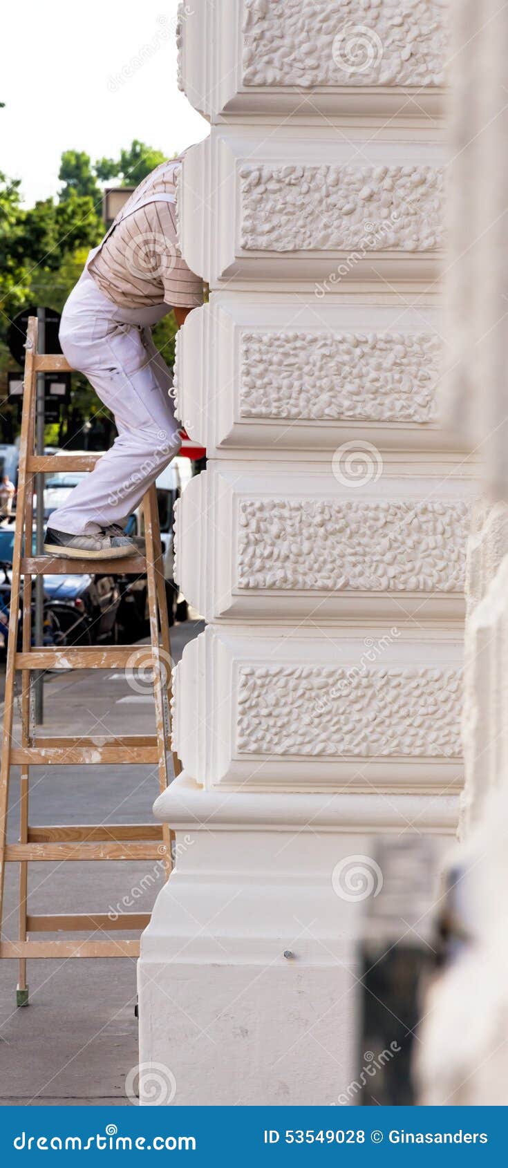 Painter on a Ladder at Work Stock Photo - Image of painter, cost: 53549028