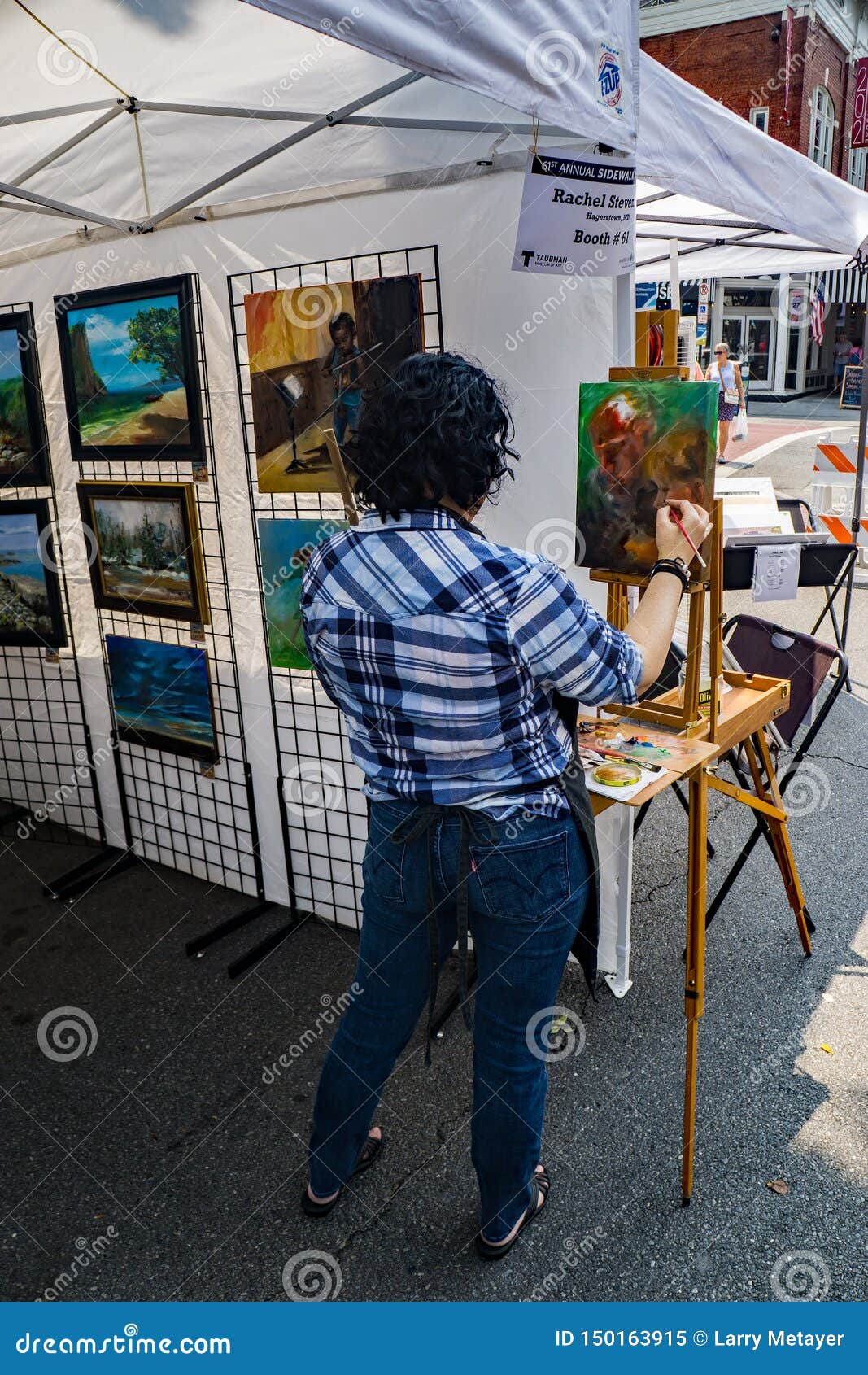 Painter Booth With Landcape And Figure Paintings In Various Rustical ...