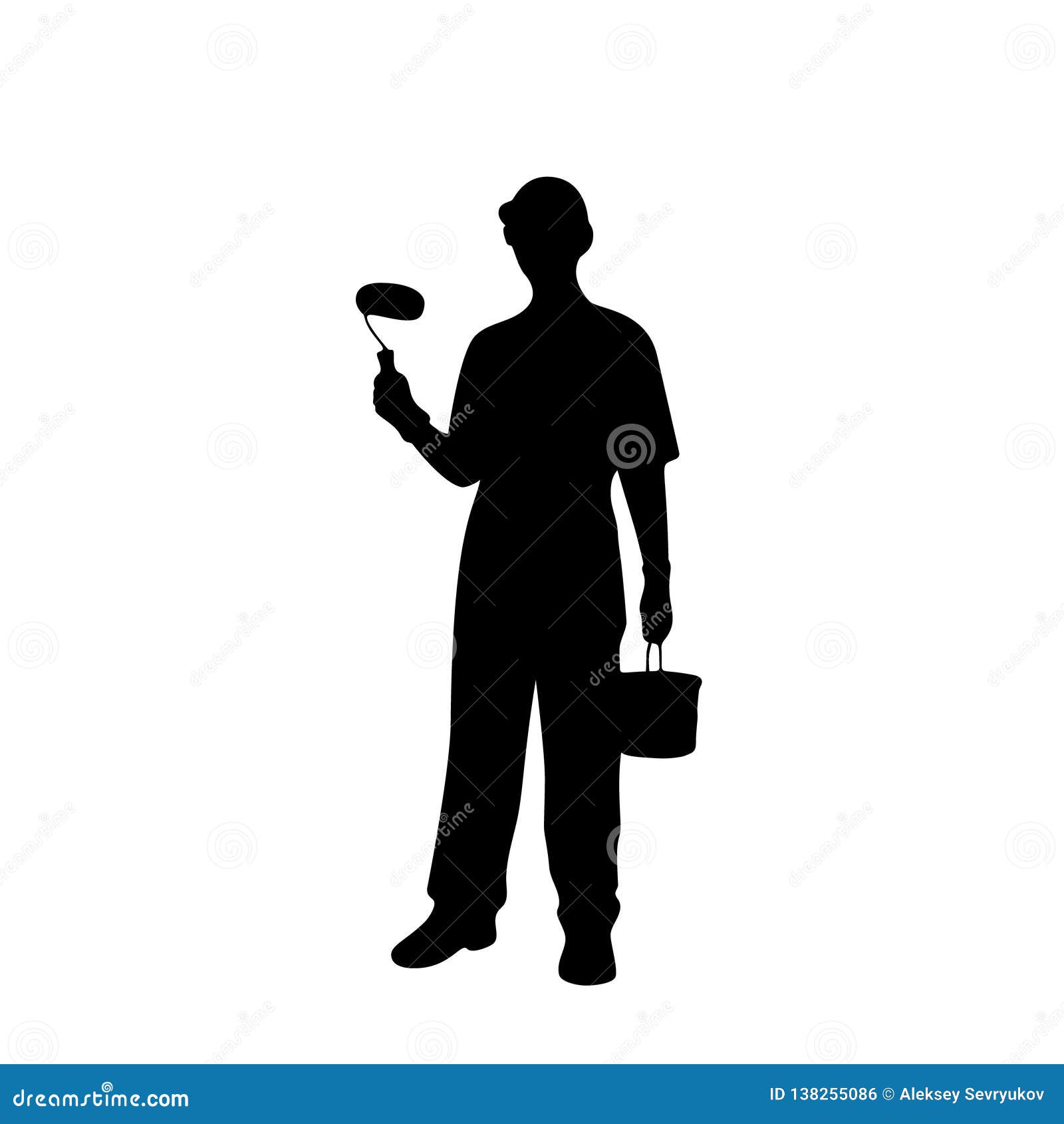 Painter Male Vector Silhouette on White Background Stock Vector ...