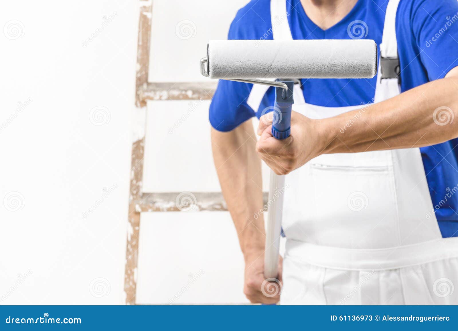 Painter Man Aiming at You with Paint Roller Stock Image - Image of ...