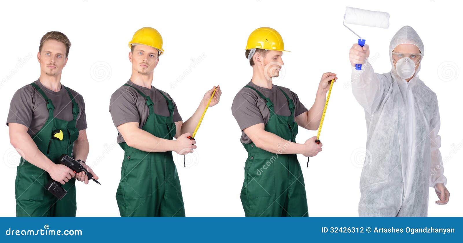 Painter Man and Construction Worker in a Protective Suit Stock Photo ...