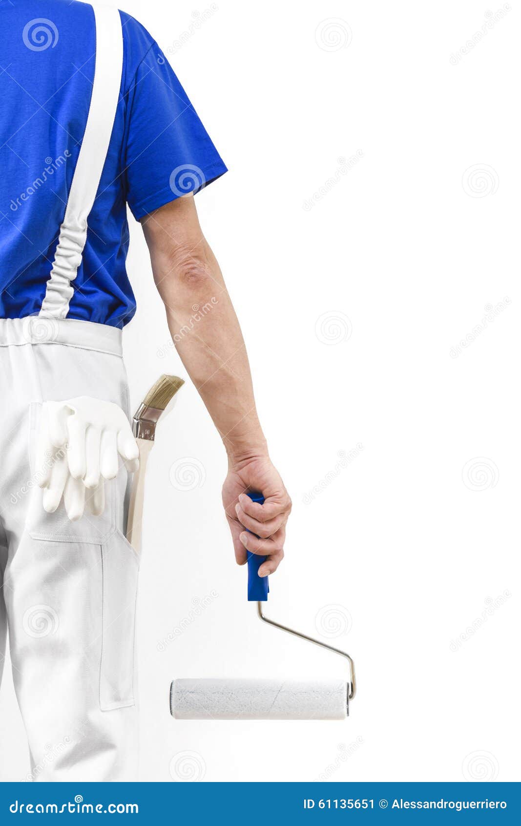 Painter Man with Paint Roller Stock Image - Image of renovate, painter ...