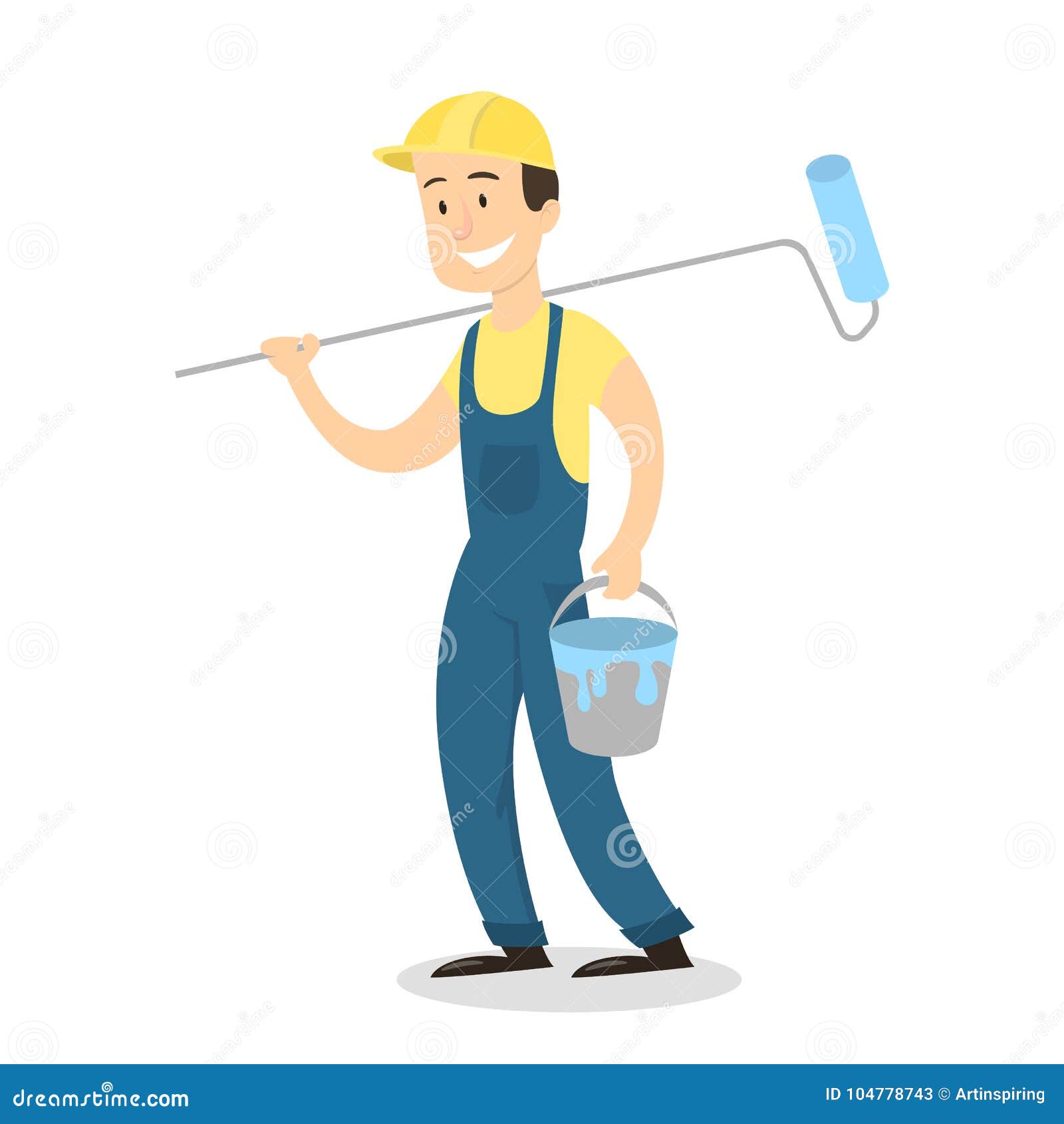 Painter man. stock vector. Illustration of painter, joyful - 104778743