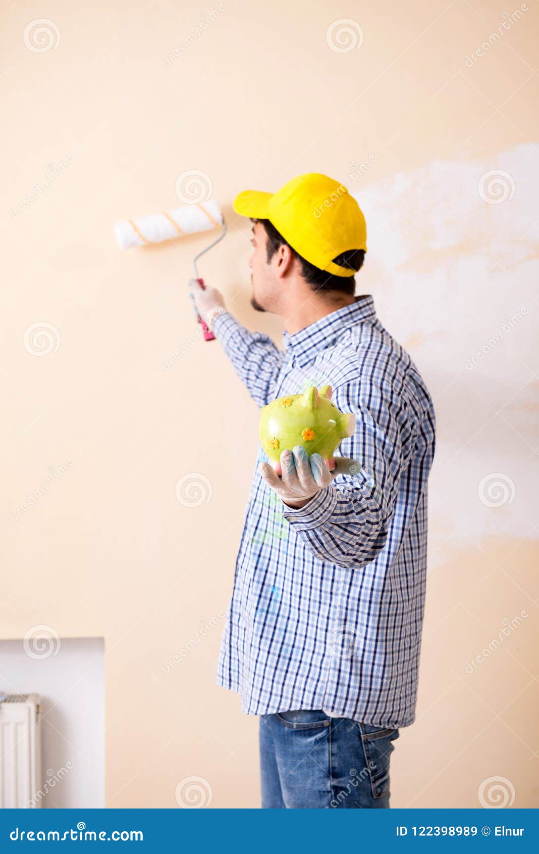 The Painter Man Painting the Wall at Home Stock Image - Image of bank ...