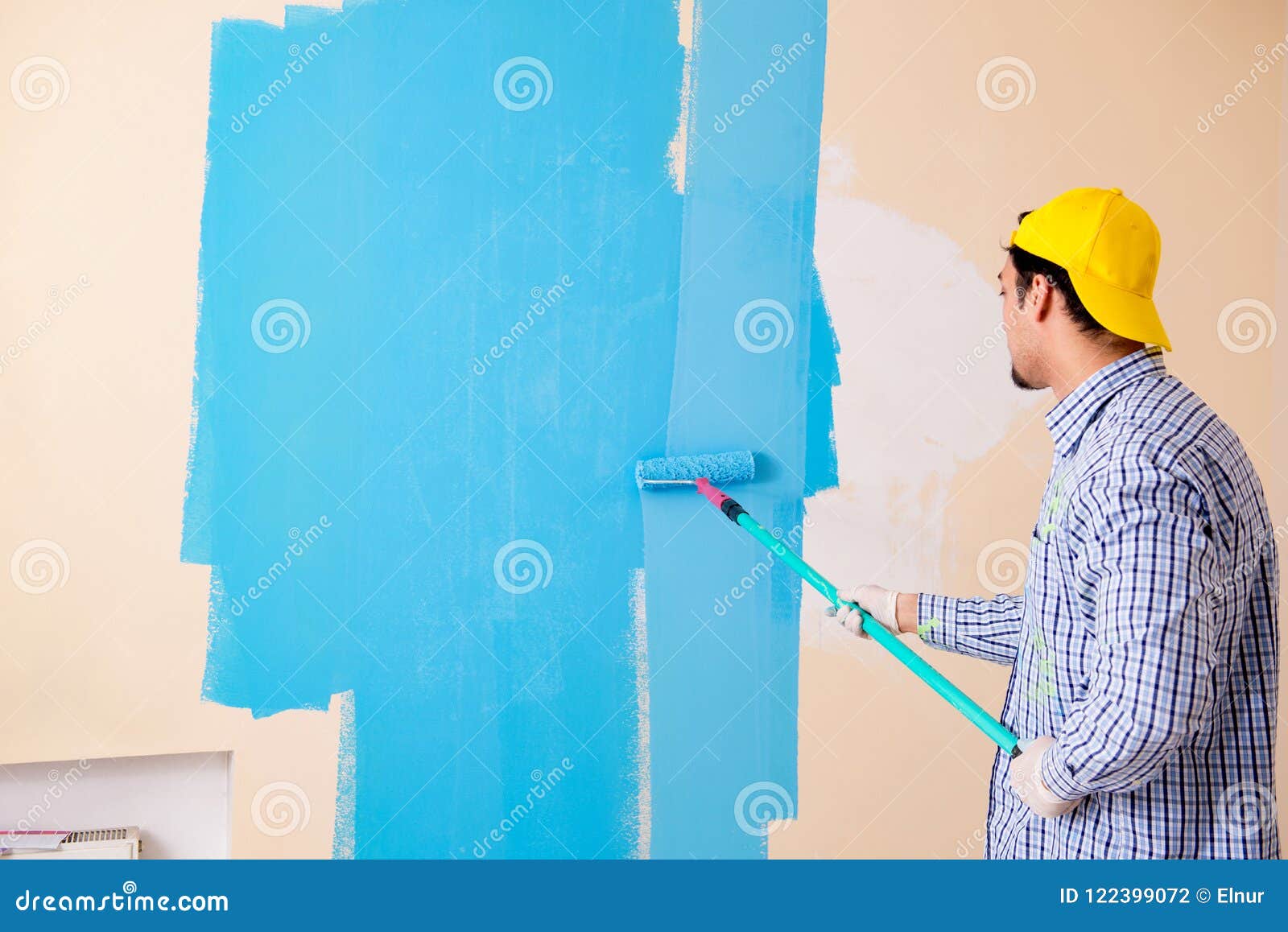 The Painter Man Painting the Wall at Home Stock Photo - Image of paint ...