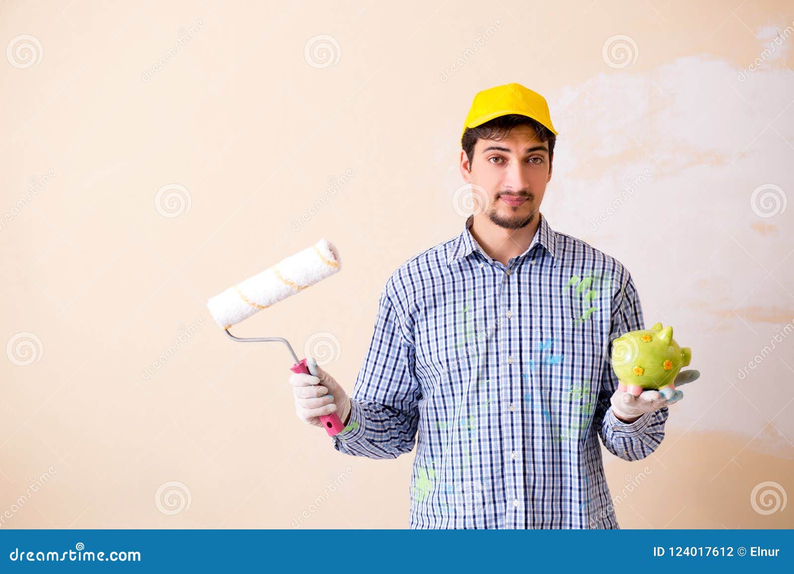 The Painter Man Painting the Wall at Home Stock Photo - Image of ...
