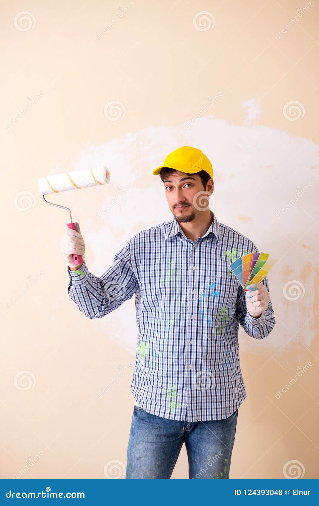 The Painter Man Painting the Wall at Home Stock Photo - Image of ...