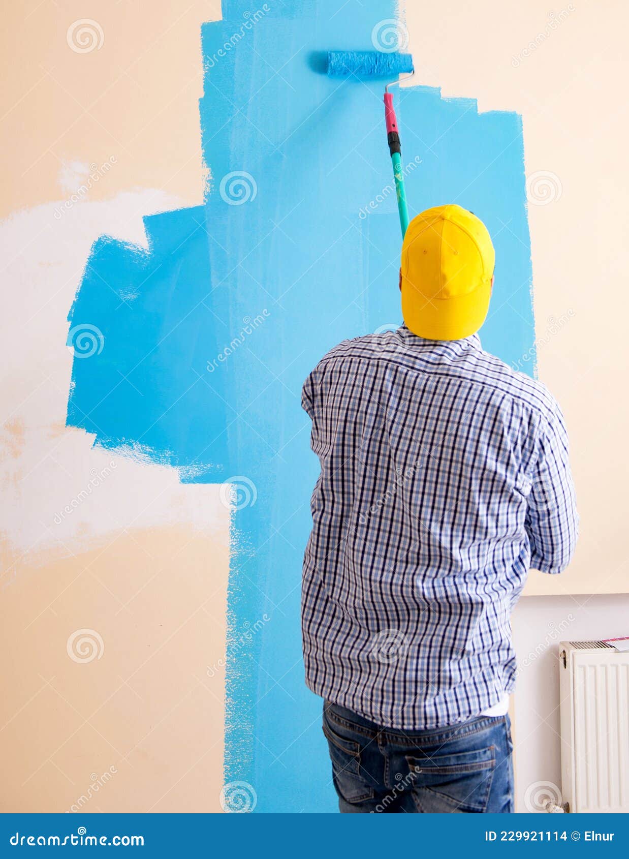 Painter Man Painting the Wall at Home Stock Photo - Image of indoors ...