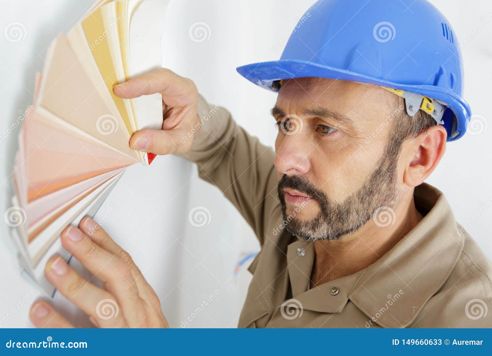 Painter Man Pointing with Finger Colors on Wall Stock Image - Image of ...