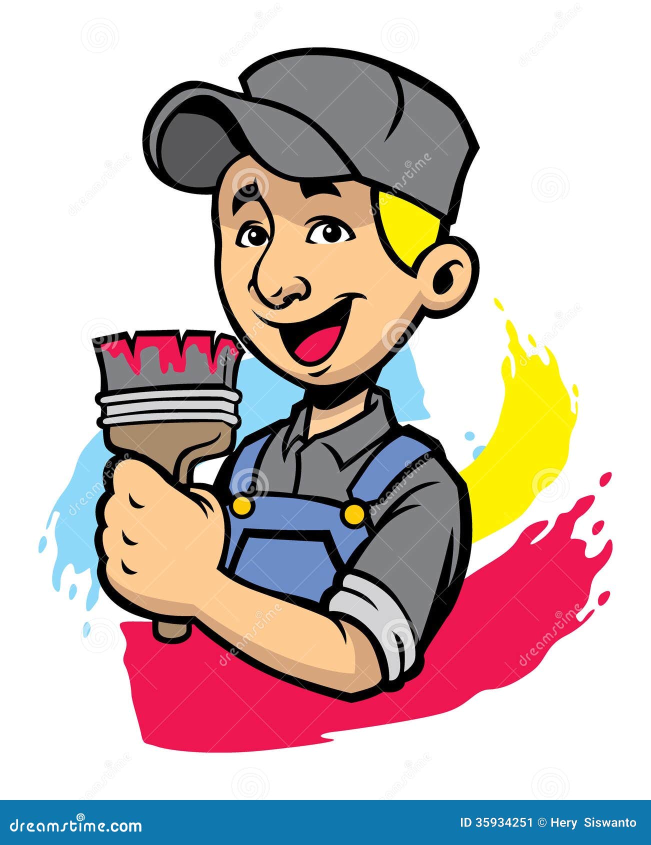 Painter man stock vector. Illustration of character, happy - 35934251