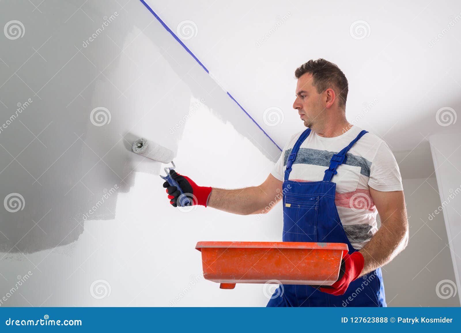 Painter man at work stock photo. Image of caucasian - 127623888