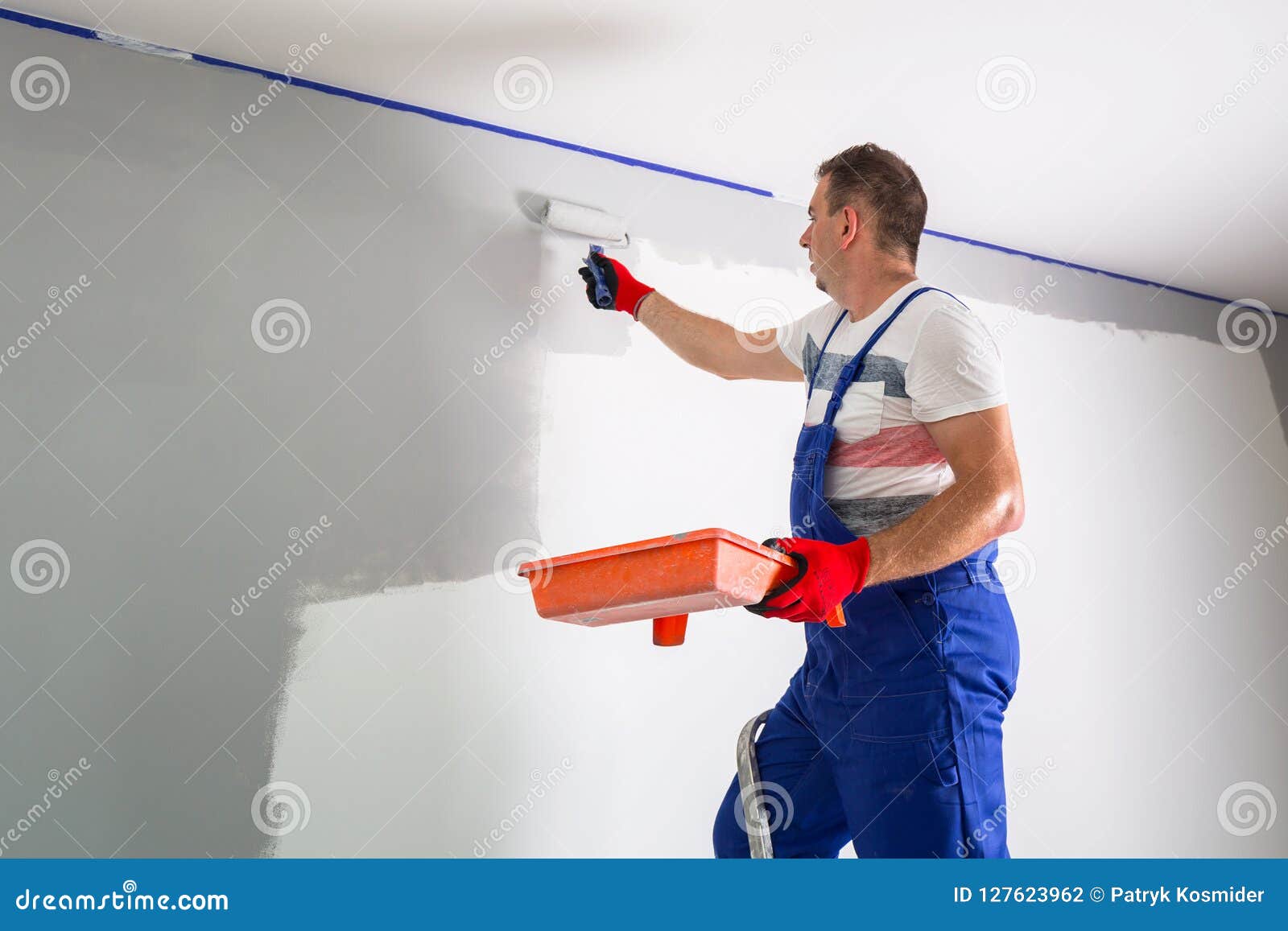 Painter man at work stock photo. Image of interior, person - 127623962