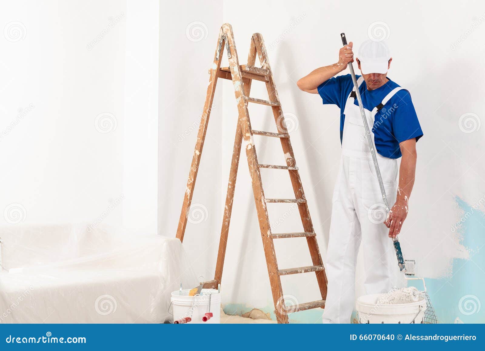 Painter man at work stock photo. Image of decoration - 66070640