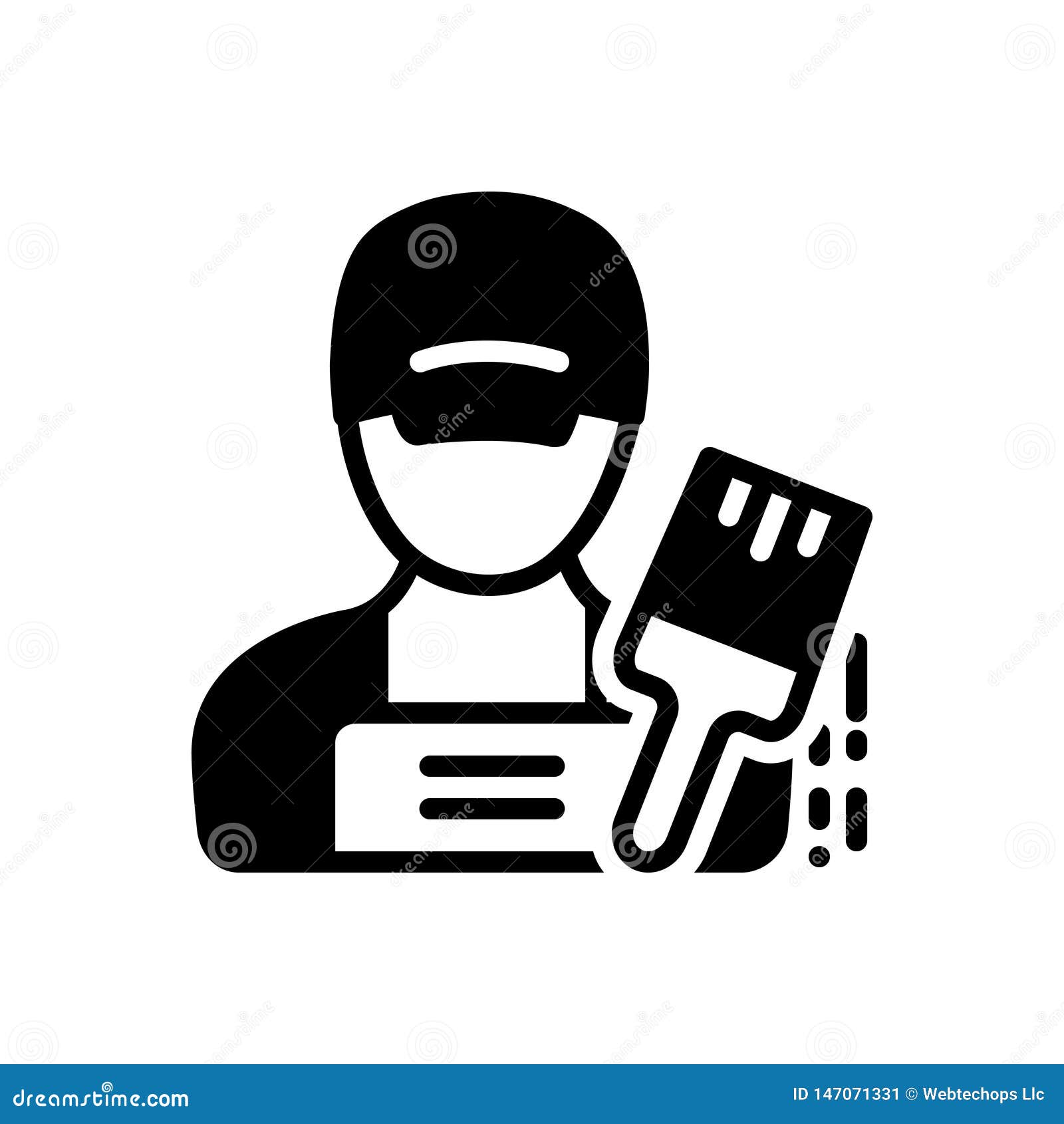 Black Painter Decorator With Paintbrush Cartoon Vector | CartoonDealer ...