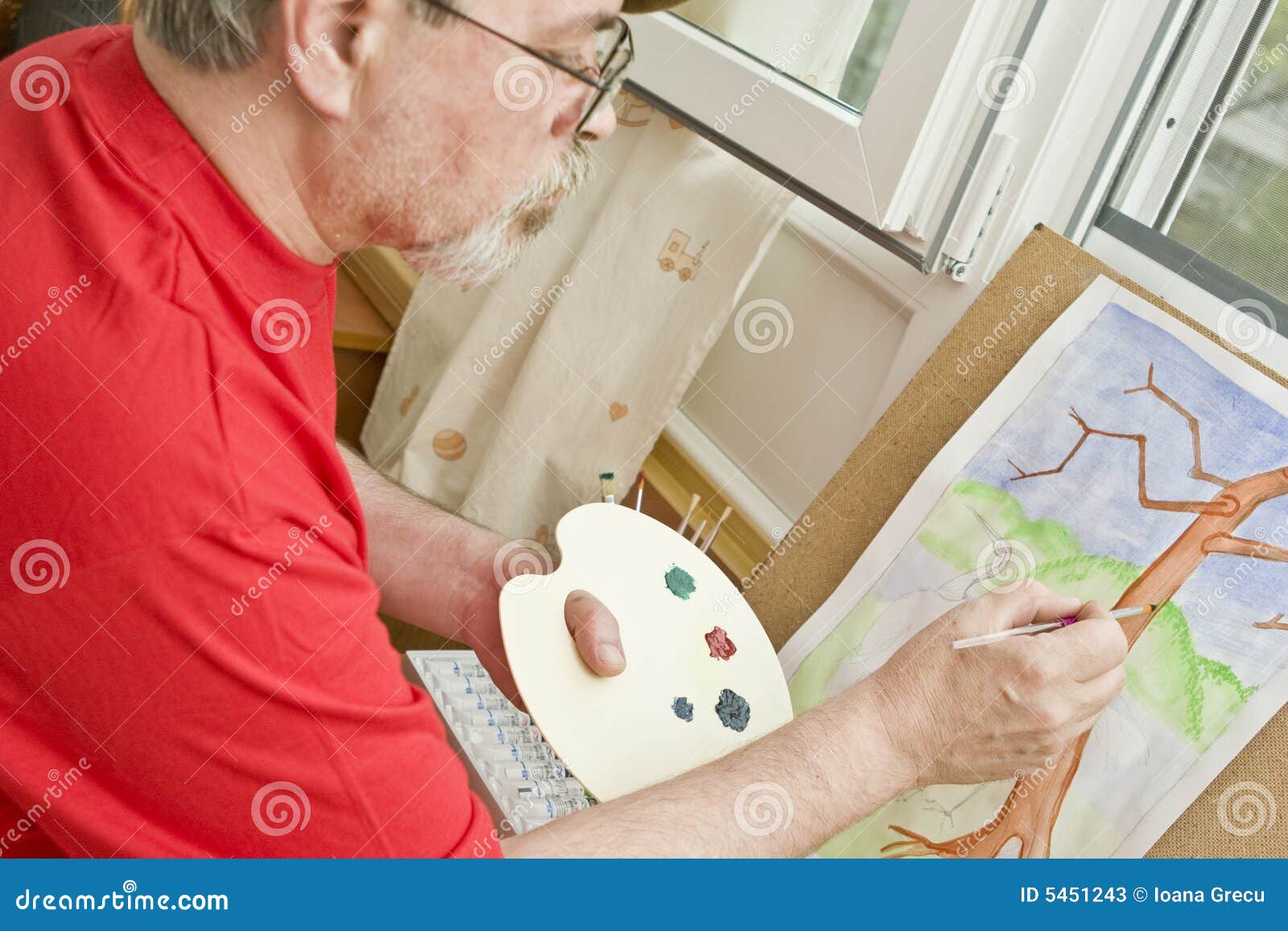 Painter with painting stock image. Image of paint, work - 5451243