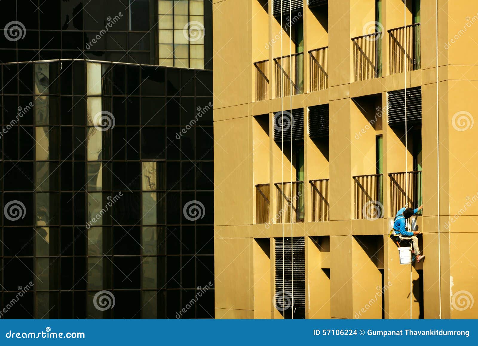 Painter Painting on High Rise Building Editorial Stock Image - Image of ...