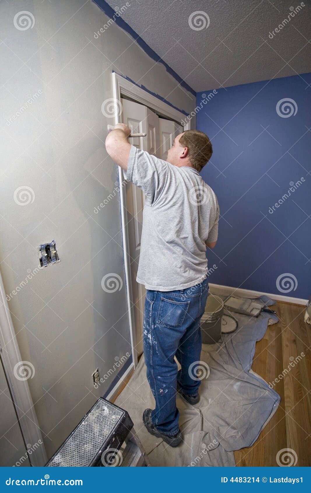 Painter Painting Interior Trim Stock Photo - Image of contractor, prime ...