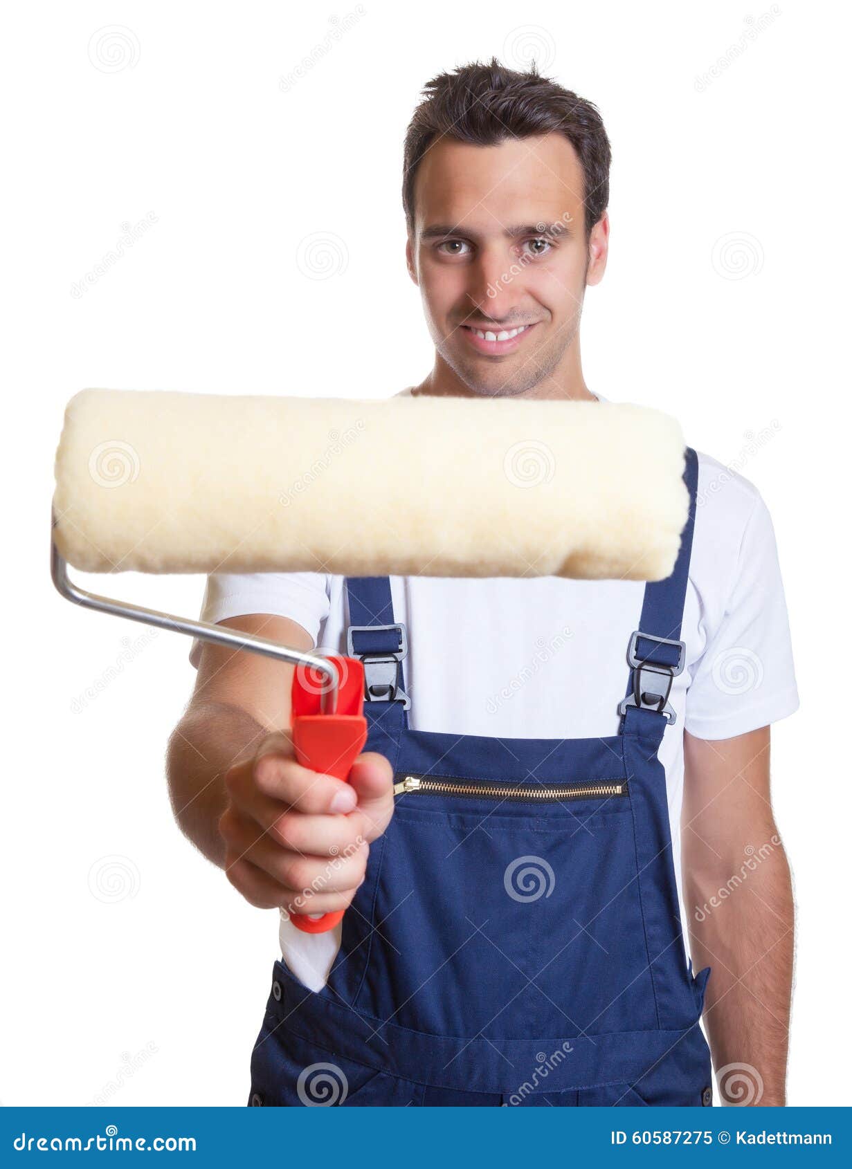 Painter with Painting Roller at Work Stock Image - Image of improvement ...