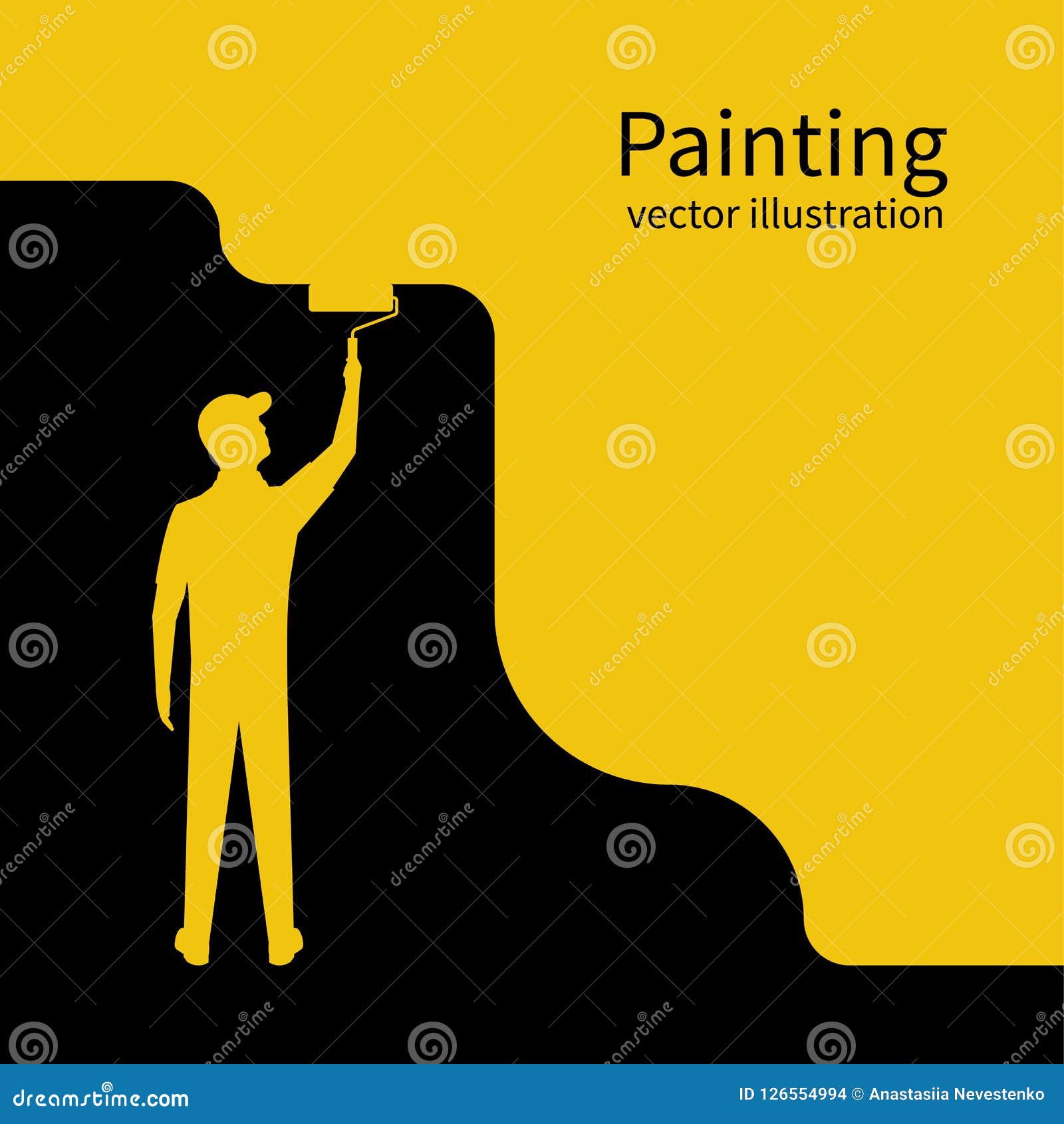 Painter Paints Wall Silhouette Stock Vector - Illustration of housework ...