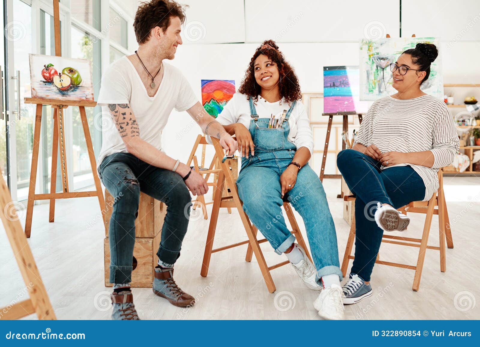 Painter, People and Meeting in Studio of Ideas, Creativity and ...